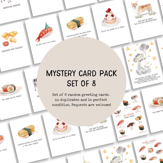 Mystery Pack Cards Set of 8 Assorted Greeting Cards Grab - Etsy