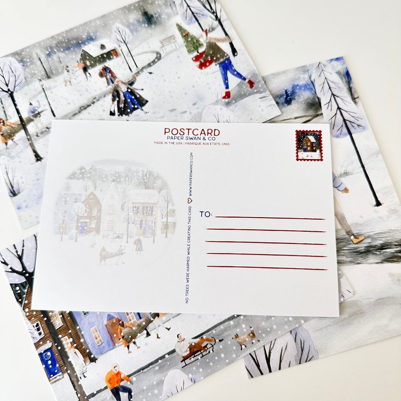 A Walk in the Snow Postcard Set | Christmas Postcard Pack, Set of 4 or ...