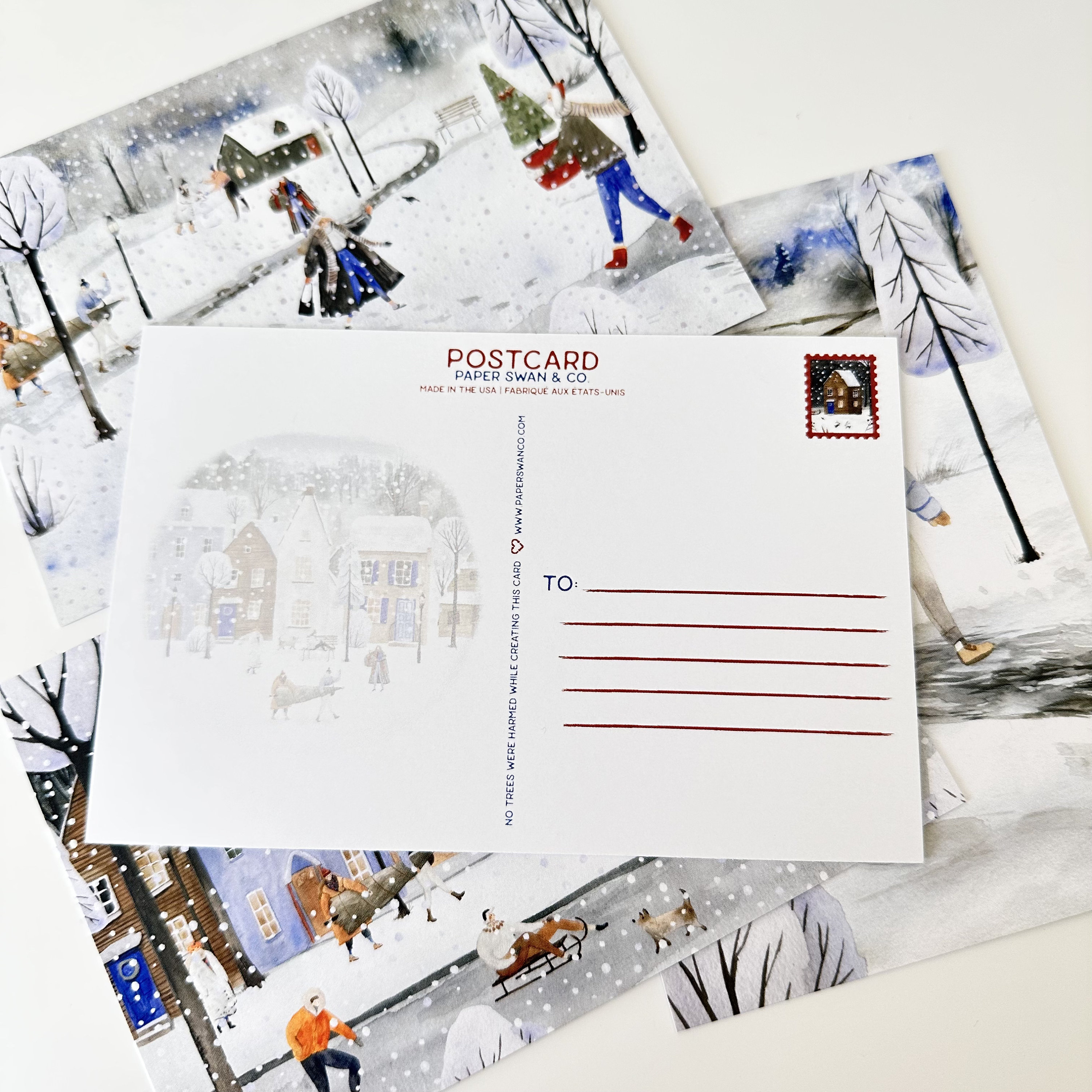 A Walk in the Snow Postcard Set Christmas Postcard Pack Set - Etsy