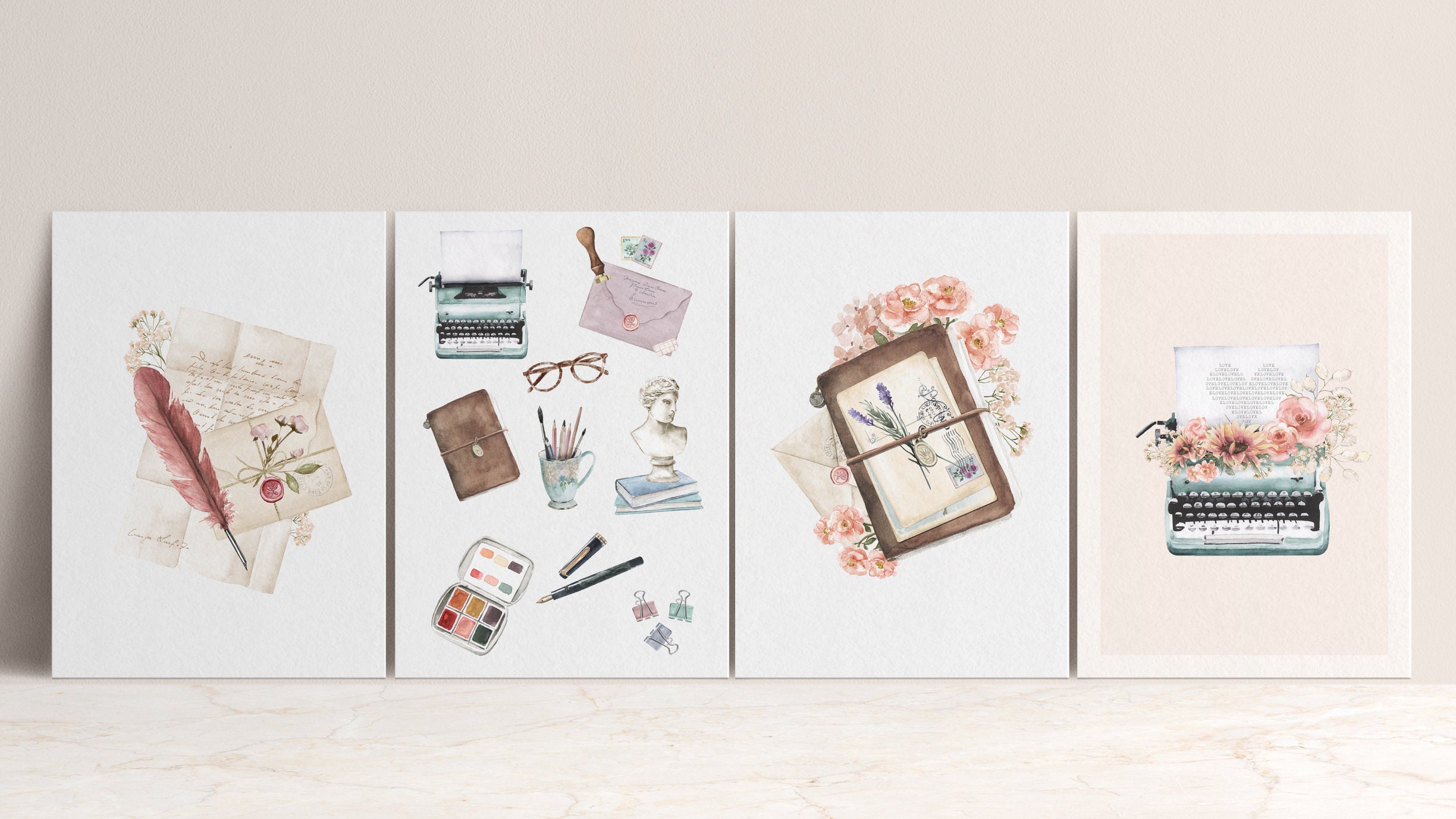 Love Letter Vintage Postcard Set Cottagecore Postcards - Etsy