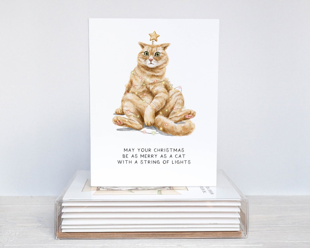 Funny Cat Christmas Cards: Pun Holiday Greetings for Cat Lovers - Etsy