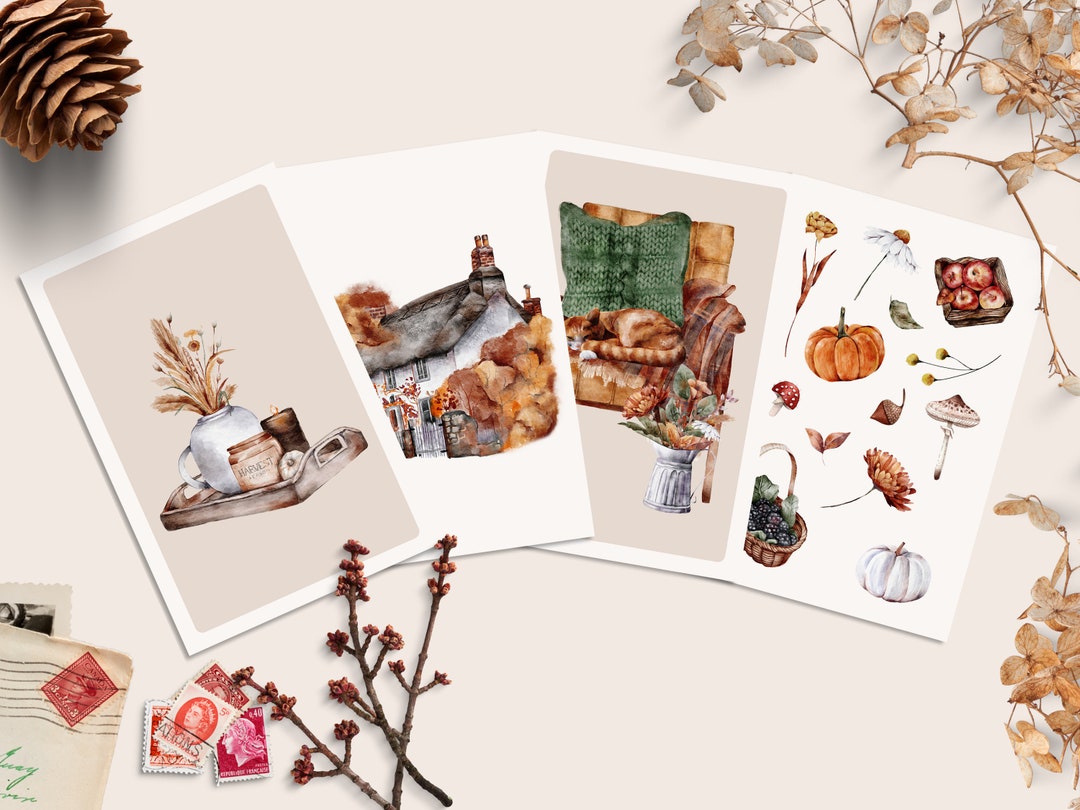 Cottage Harvest Autumn Postcard Set of 4 or 8 Postcards | Fall ...