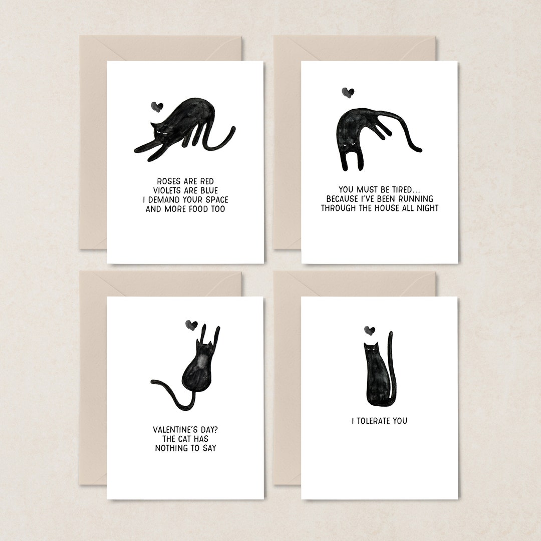Moody Cat Valentine's Day Cards | Cat Pun Cards | Cat Cards | Funny Cat ...