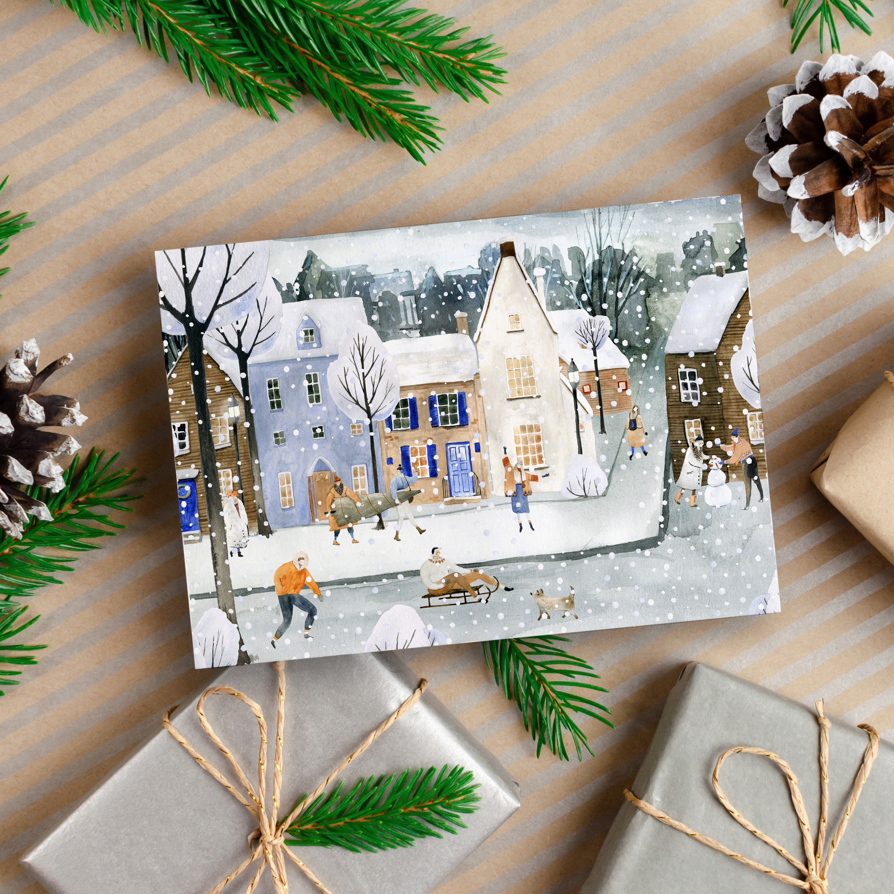 A Walk in the Snow Postcard Set | Christmas Postcard Pack, Set of 4 or ...