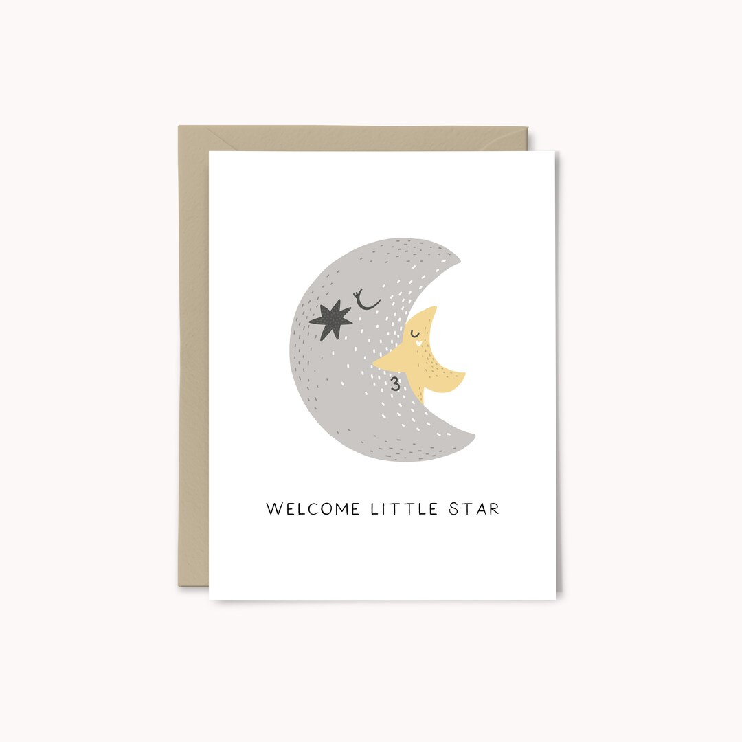 Welcome Little Star New Baby Card, New Arrival Card, Congratulations ...