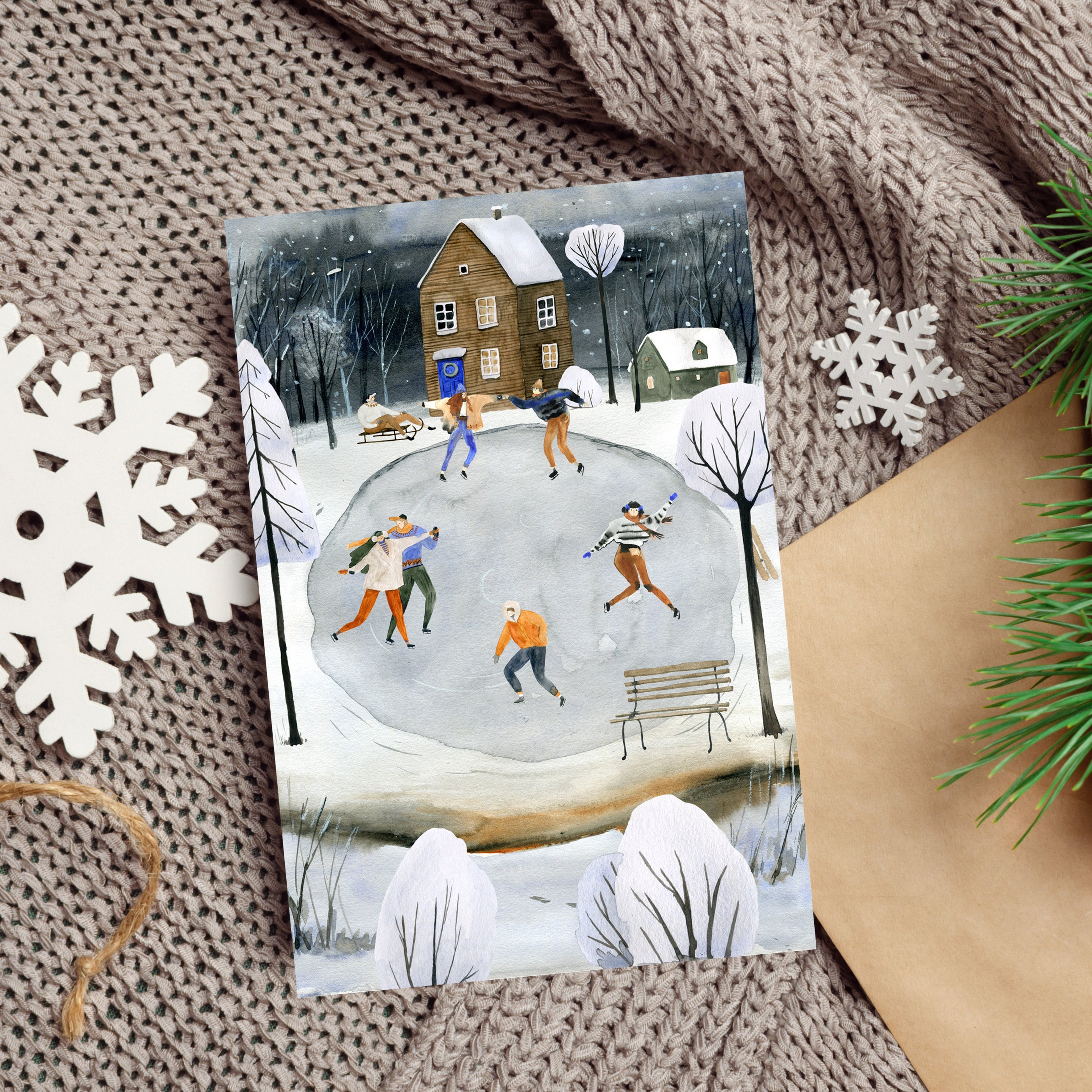 A Walk in the Snow Postcard Set | Christmas Postcard Pack, Set of 4 or ...