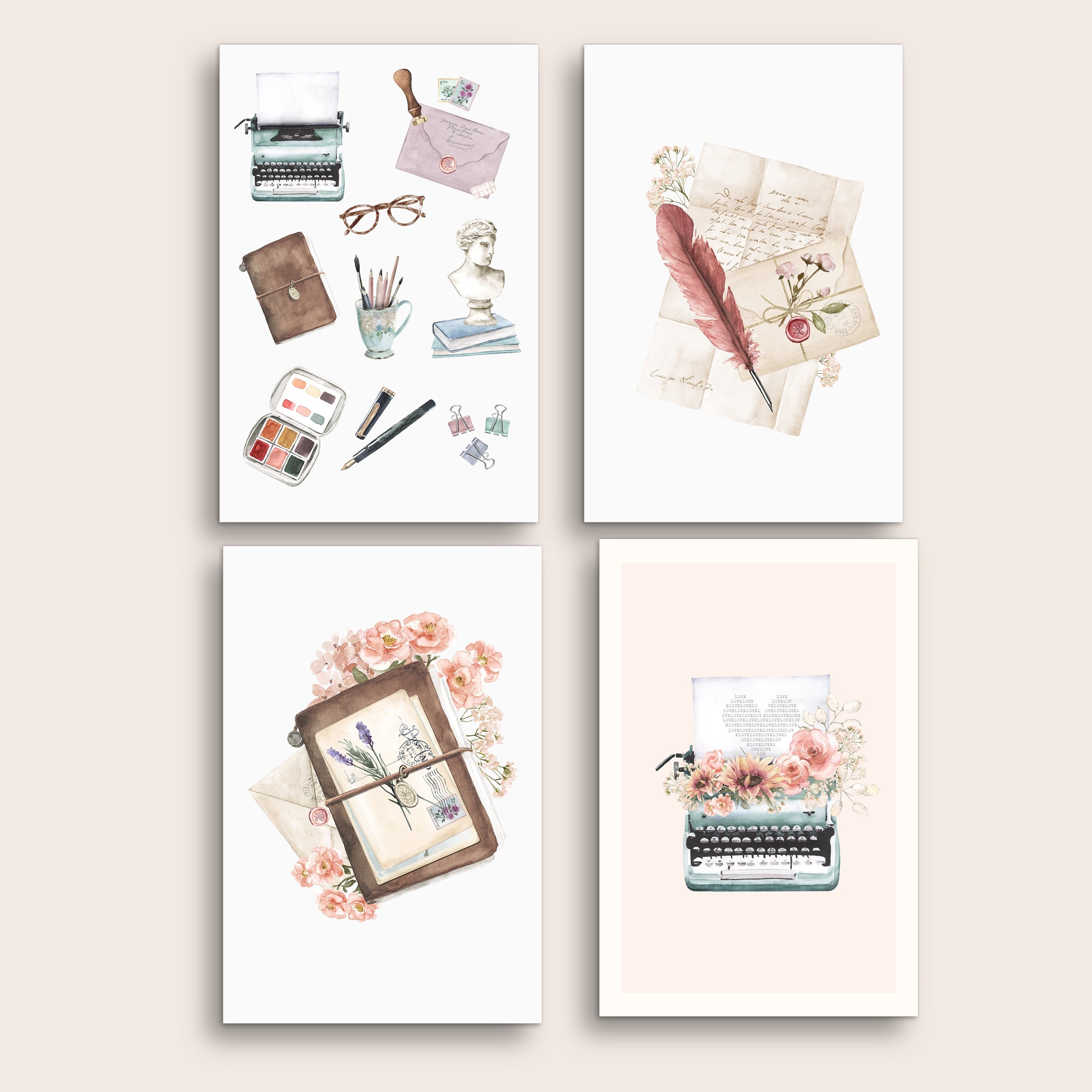 Love Letter Vintage Postcard Set Cottagecore Postcards - Etsy