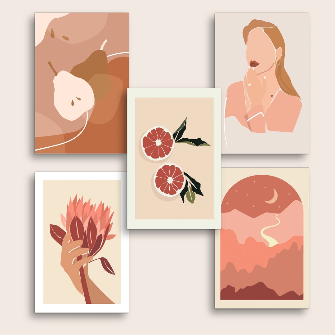 50 Hues of Peach Postcard Set, Set of 5 Postcards, Mini Prints Set ...