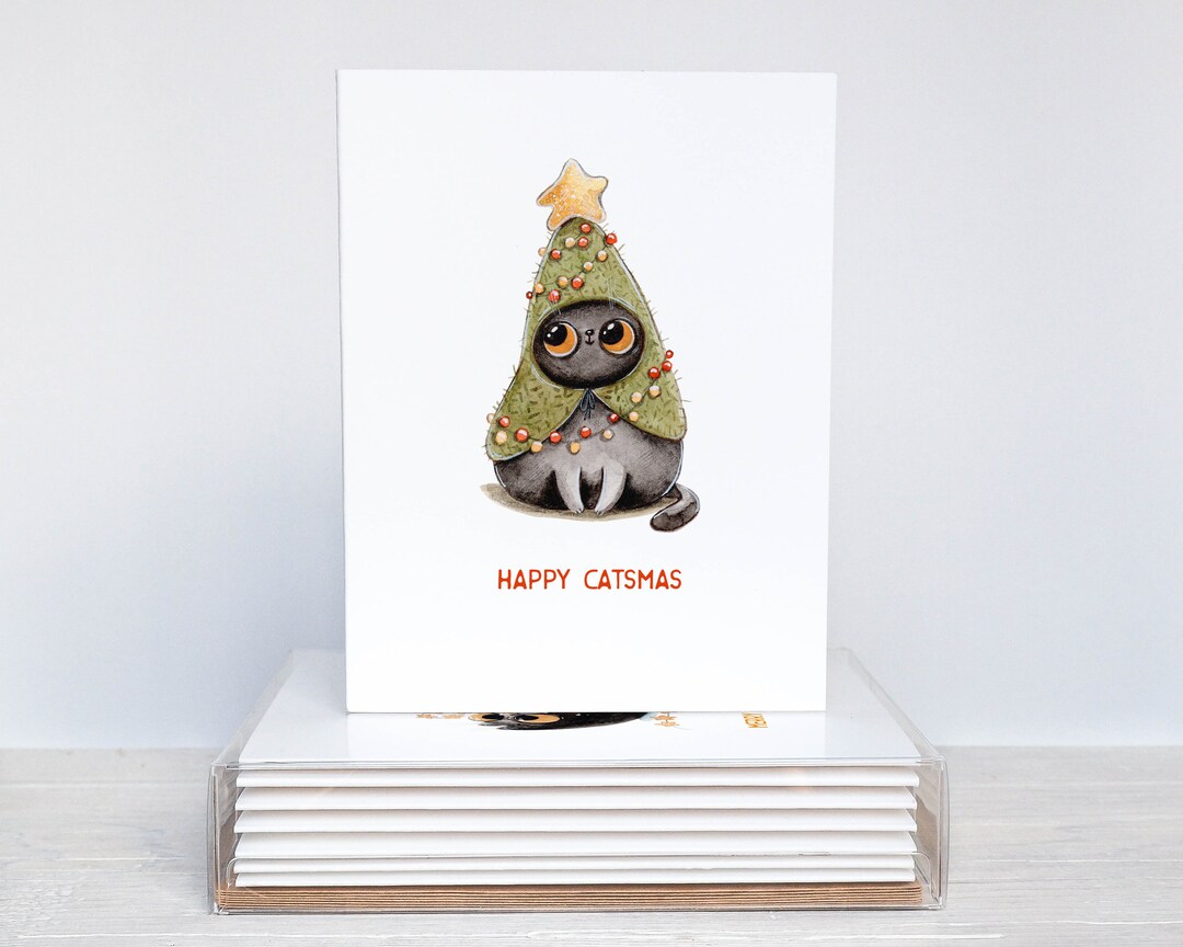 Boxed Set of 8 Happy Catsmas Holiday Card | Christmas Card | Cat ...