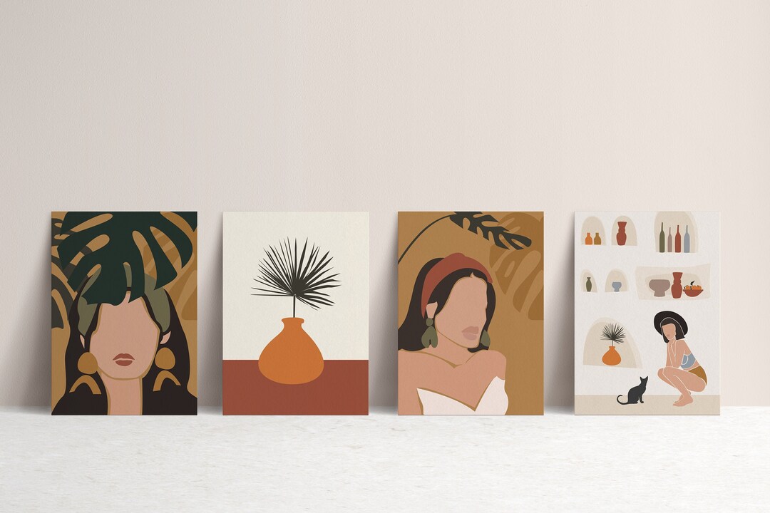 Palm Postcard Collection, Set of 4 or 8 Postcards Abstract Art Art ...