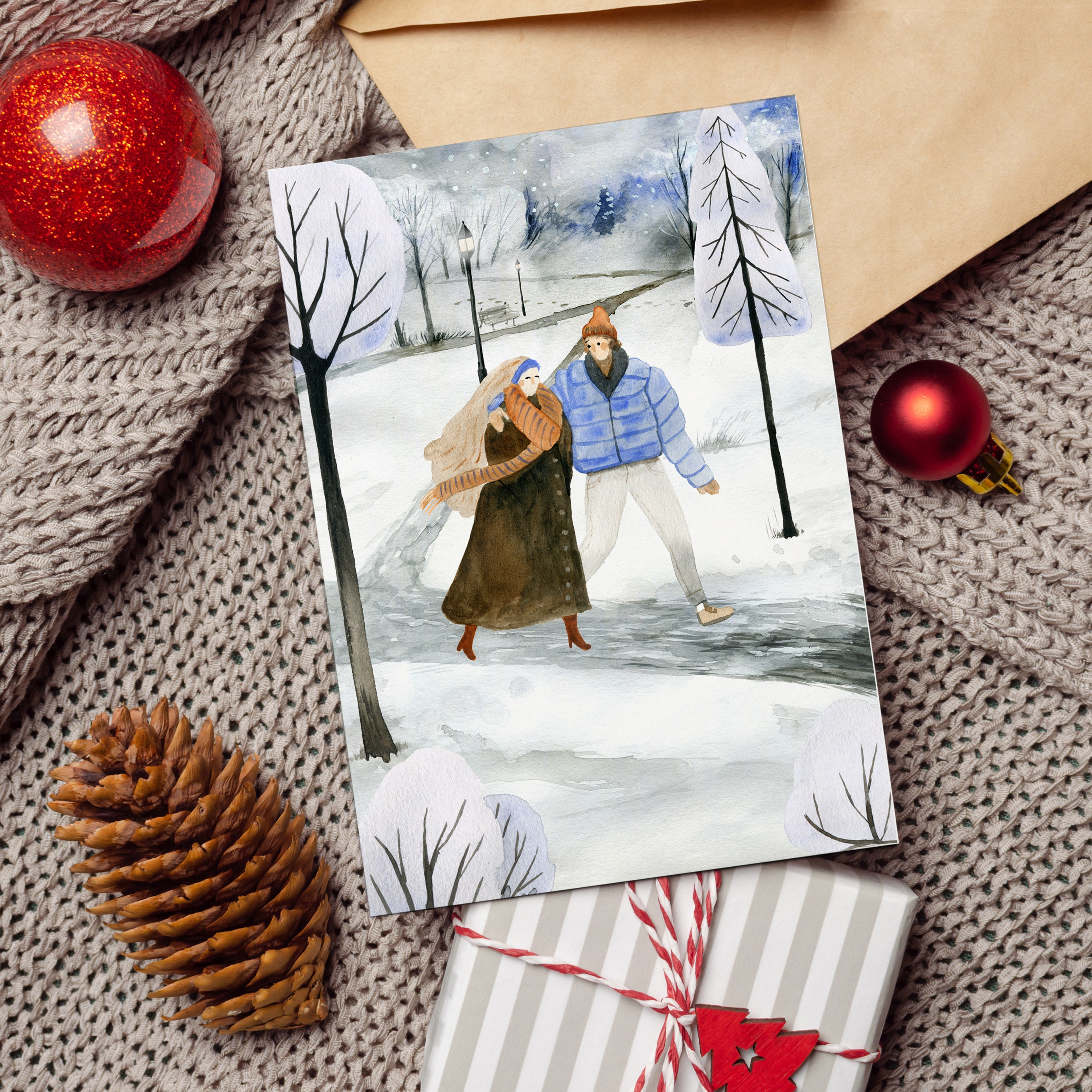 A Walk in the Snow Postcard Set Christmas Postcard Pack Set - Etsy