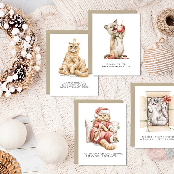 Cat Christmas Cards - Etsy