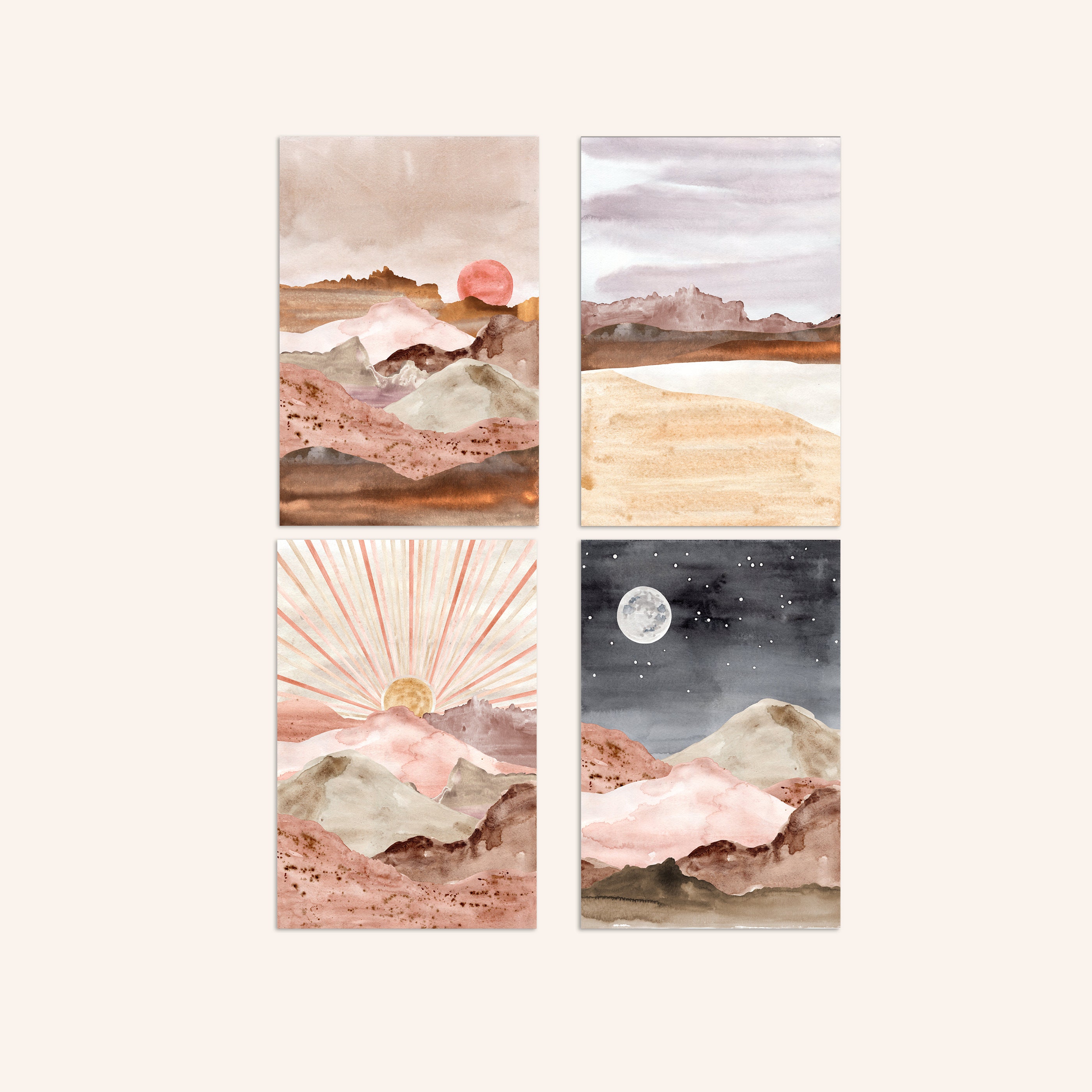Desert Landscape Postcard Set of 4 or 8 | Watercolor Nature Art | Boho ...
