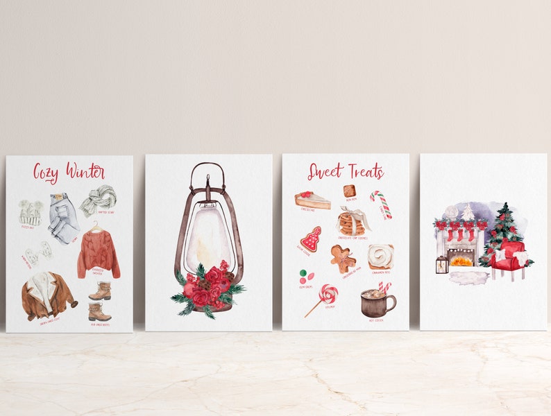 Cozy Winter Postcard Set | Christmas Postcards | Winter Postcards | Art ...