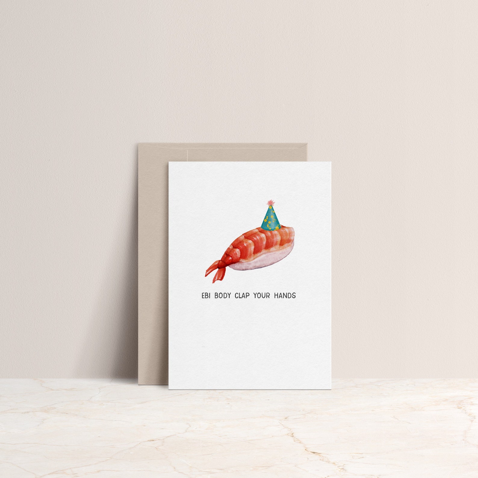 Ebi Body Clap Your Hands Birthday Card Sushi Birthday Card - Etsy