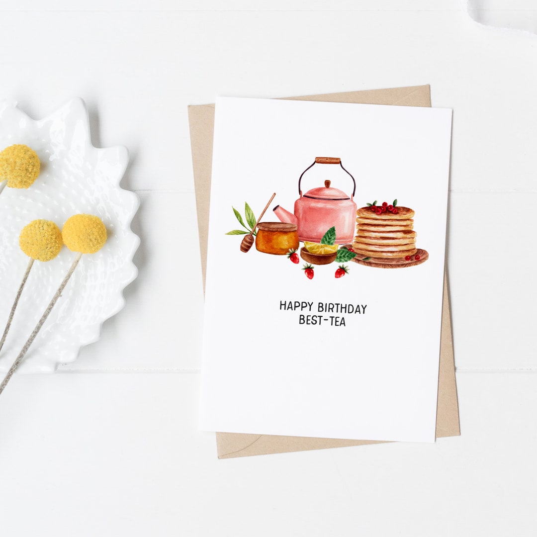 Happy Birthday Best-tea Greeting Card Birthday Card Card for Tea Lover ...