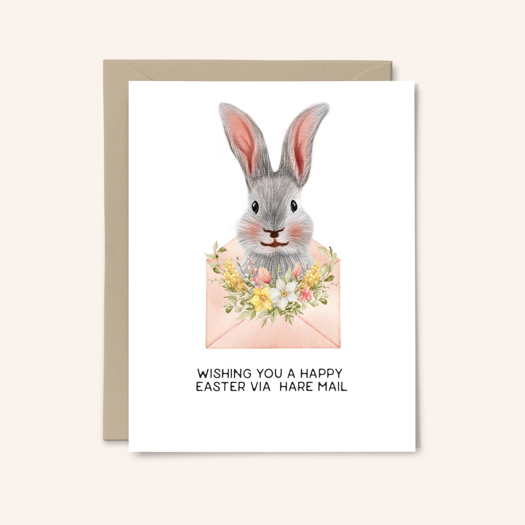 Easter Wishes via Hare Mail Easter Card Easter Bunny Card Easter ...