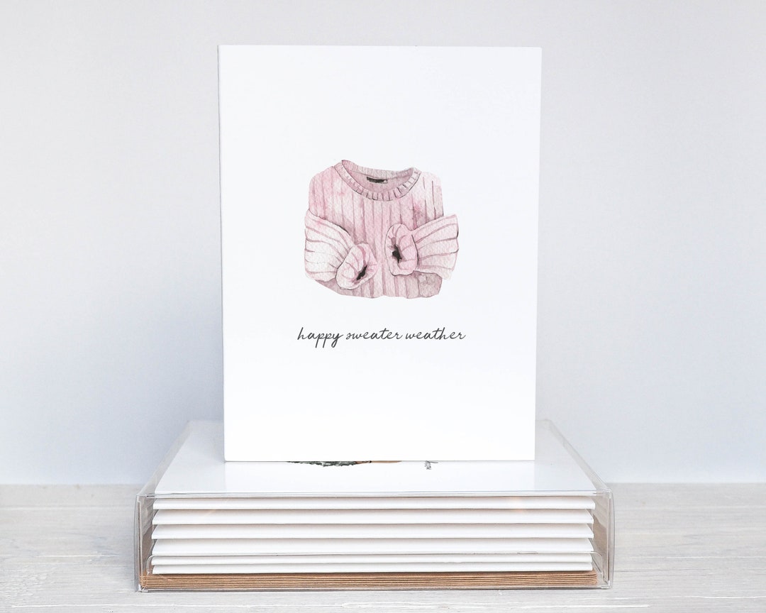 Minimalist Watercolor Christmas Card Set: Cozy Holiday Sweater Weather ...