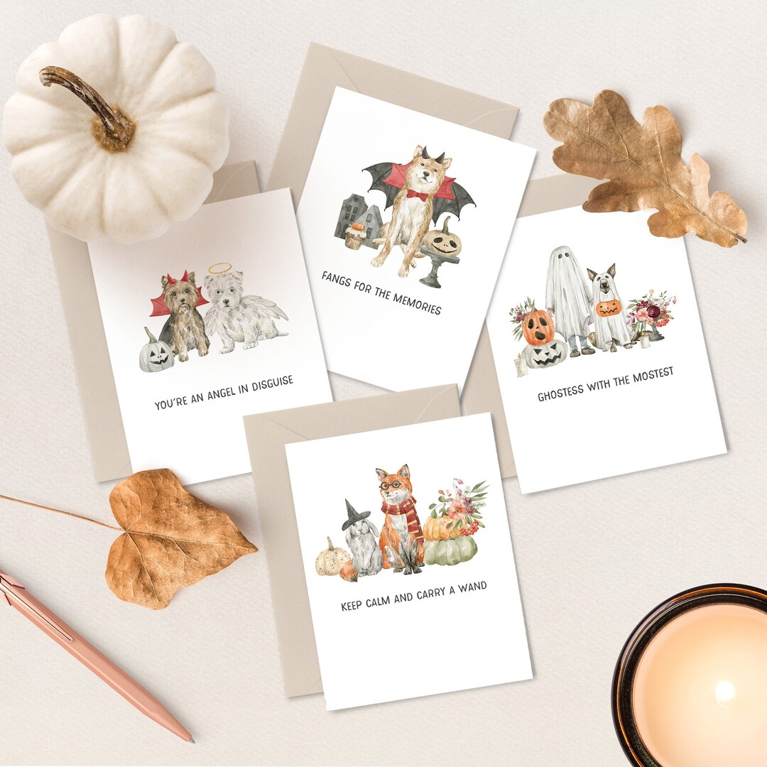 Animals in Costume Halloween Greeting Cards | Cute Halloween Cards ...