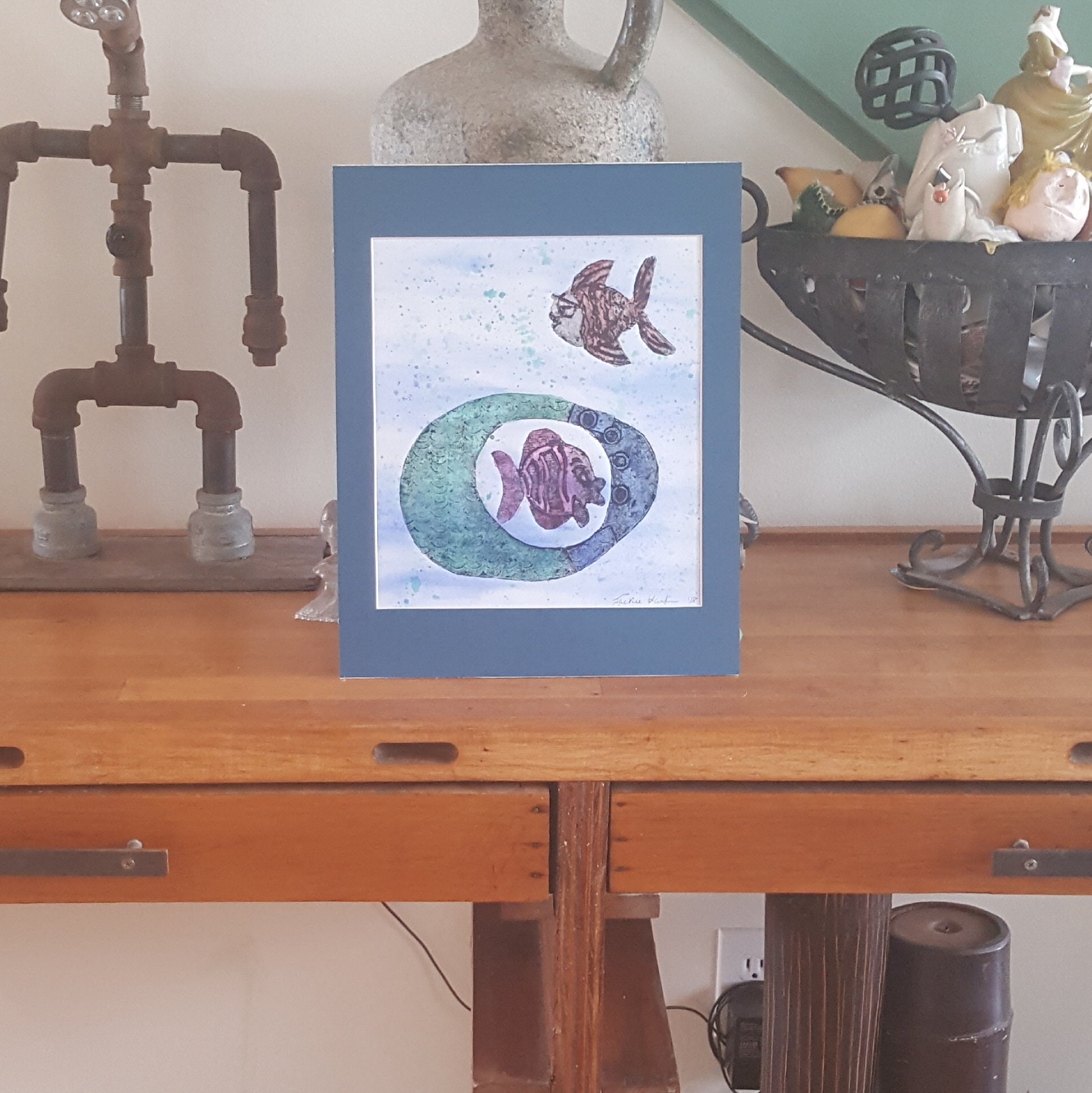 Whimsical Fish Print Original Collagraph Art Prints - Etsy