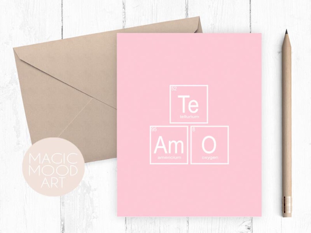 Te Amo Card Valentines Day Card Love Card Valentines Day Card