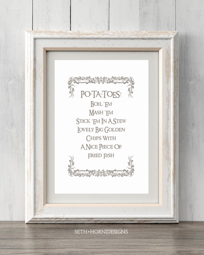 Lord of the Rings Potatoes Hobbit Printable Instant Download, the Shire ...