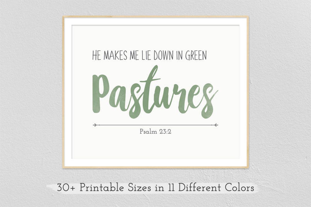 Green Pastures Psalm 23 Printable Instant Download, Digital Prints ...