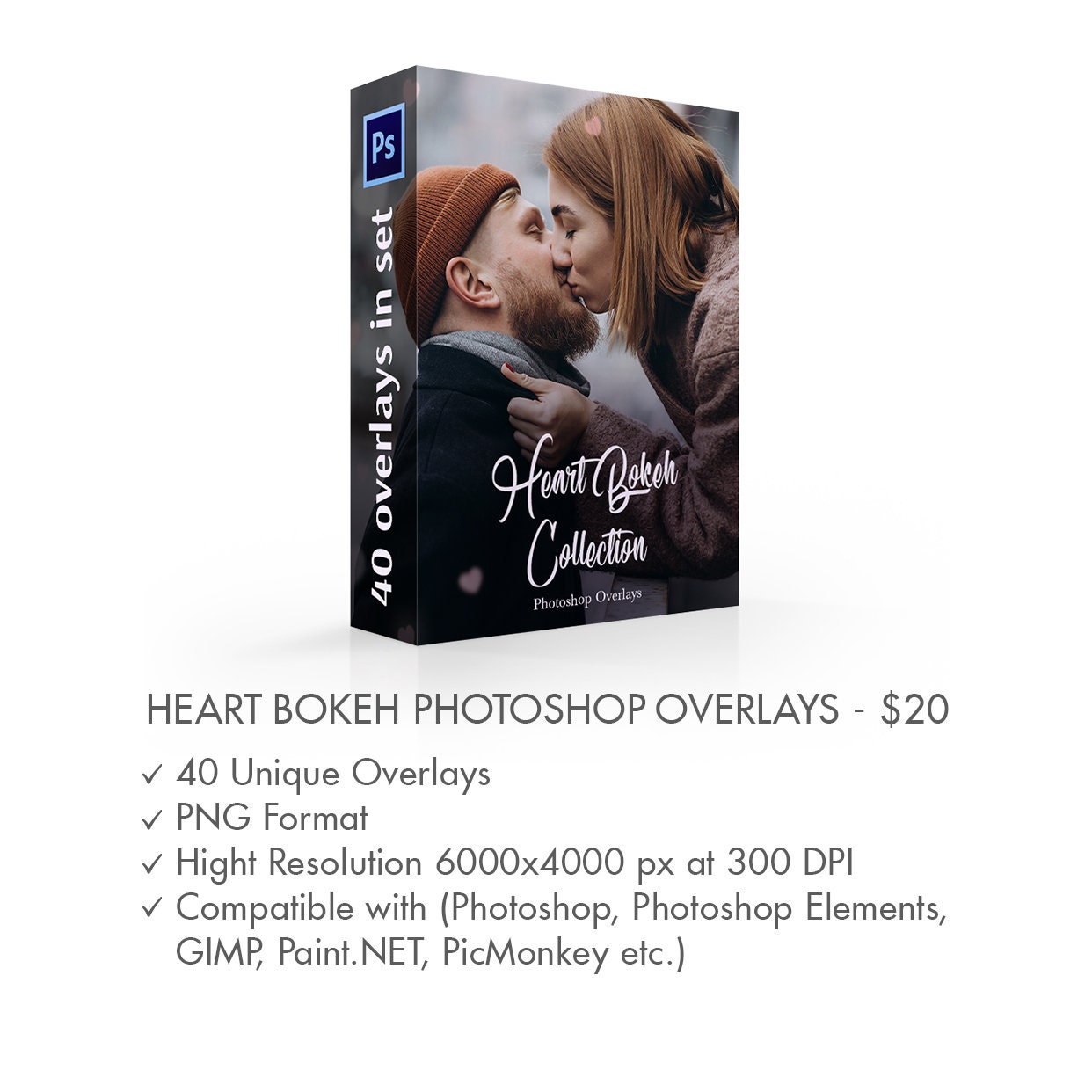 Heart Bokeh Overlays Photoshop [40 Heart Bokeh Overlays for Photoshop ...