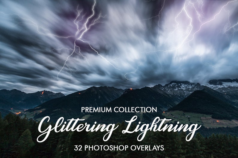 Glittering Lightning Overlays Photoshop [32 Lightning Overlays for ...