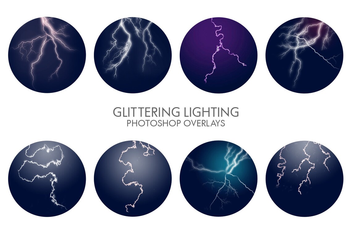 Glittering Lightning Overlays Photoshop 32 Lightning Overlays - Etsy