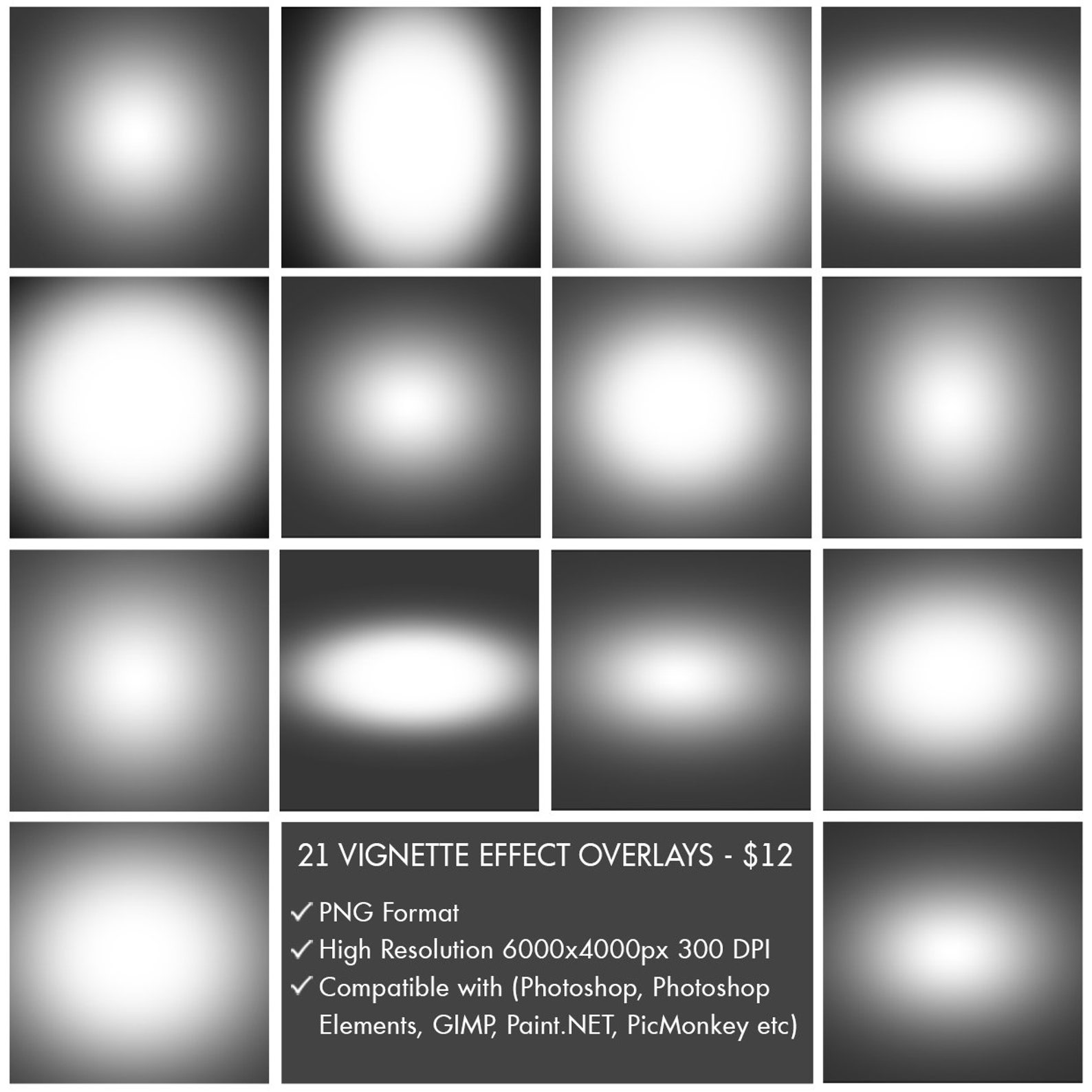 Vignette Photoshop Overlays, Photo Overlay, Photography Overlays ...