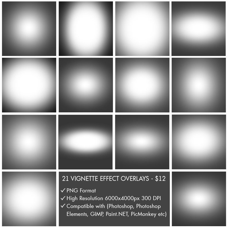 Vignette Photoshop Overlays, Photo Overlay, Photography Overlays ...