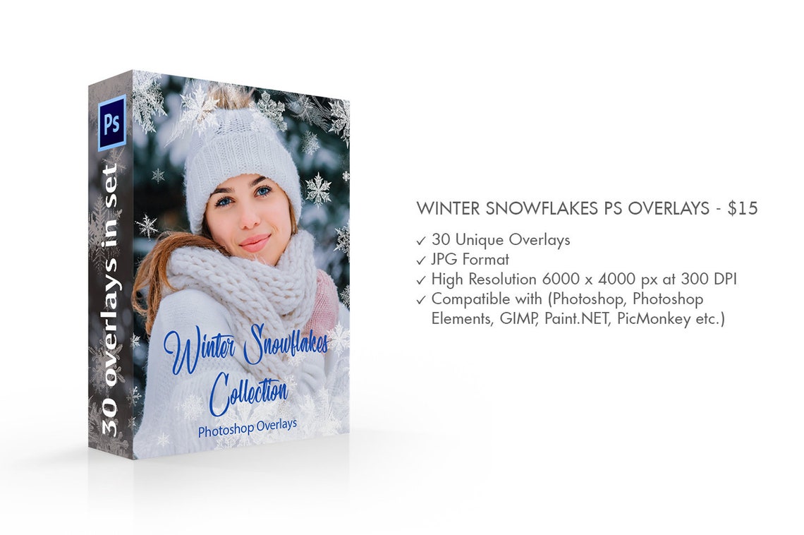 Winter Snowflakes Overlays Photoshop photoshop Snow Overlay | Etsy