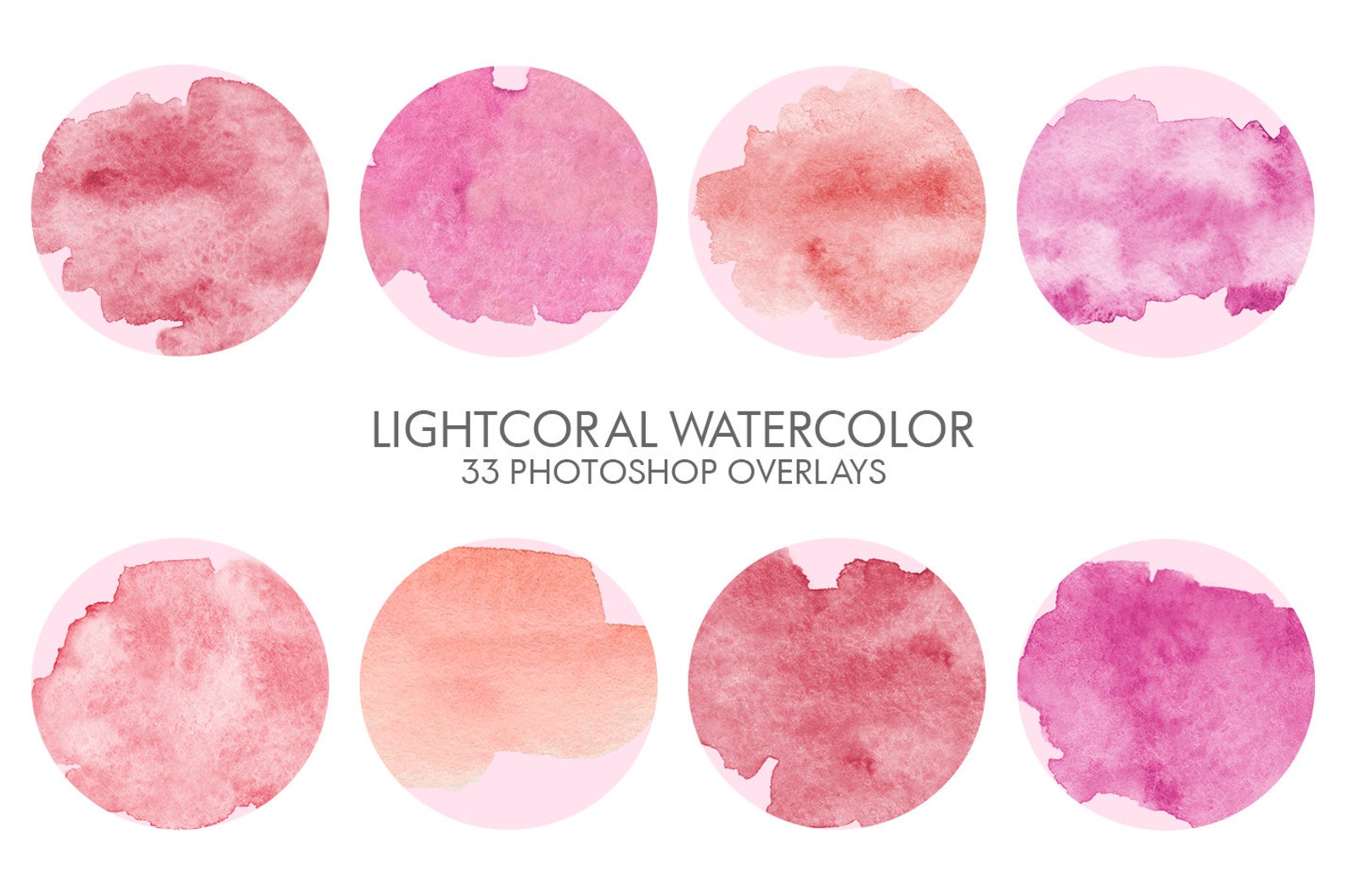 Lightcoral Watercolor Photoshop Overlays: 33 Pngs - Etsy