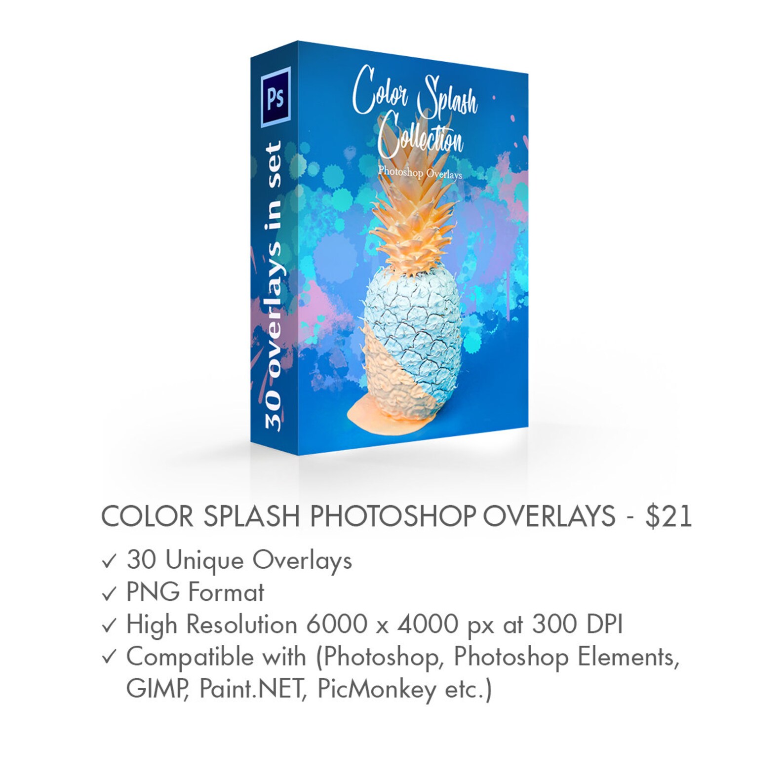 Color Splash Photoshop Overlaysphoto Overlayphotography - Etsy