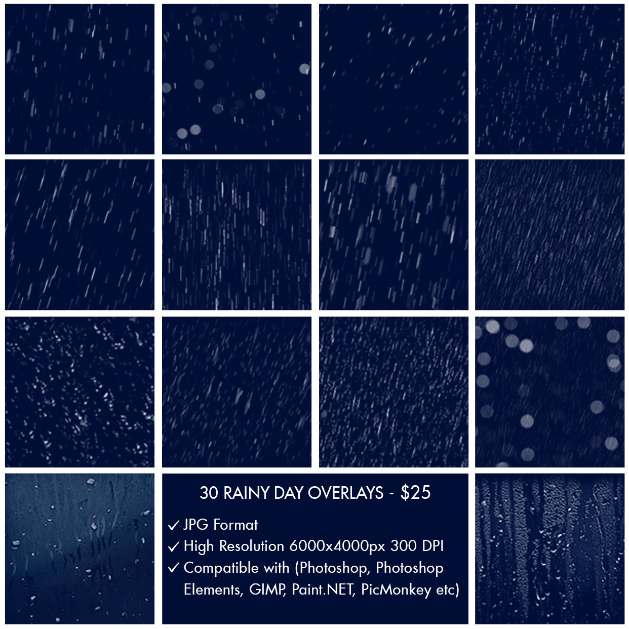 Rain Photoshop Overlays: 30 Rainy Day Effects (digital Overlay) - Etsy ...