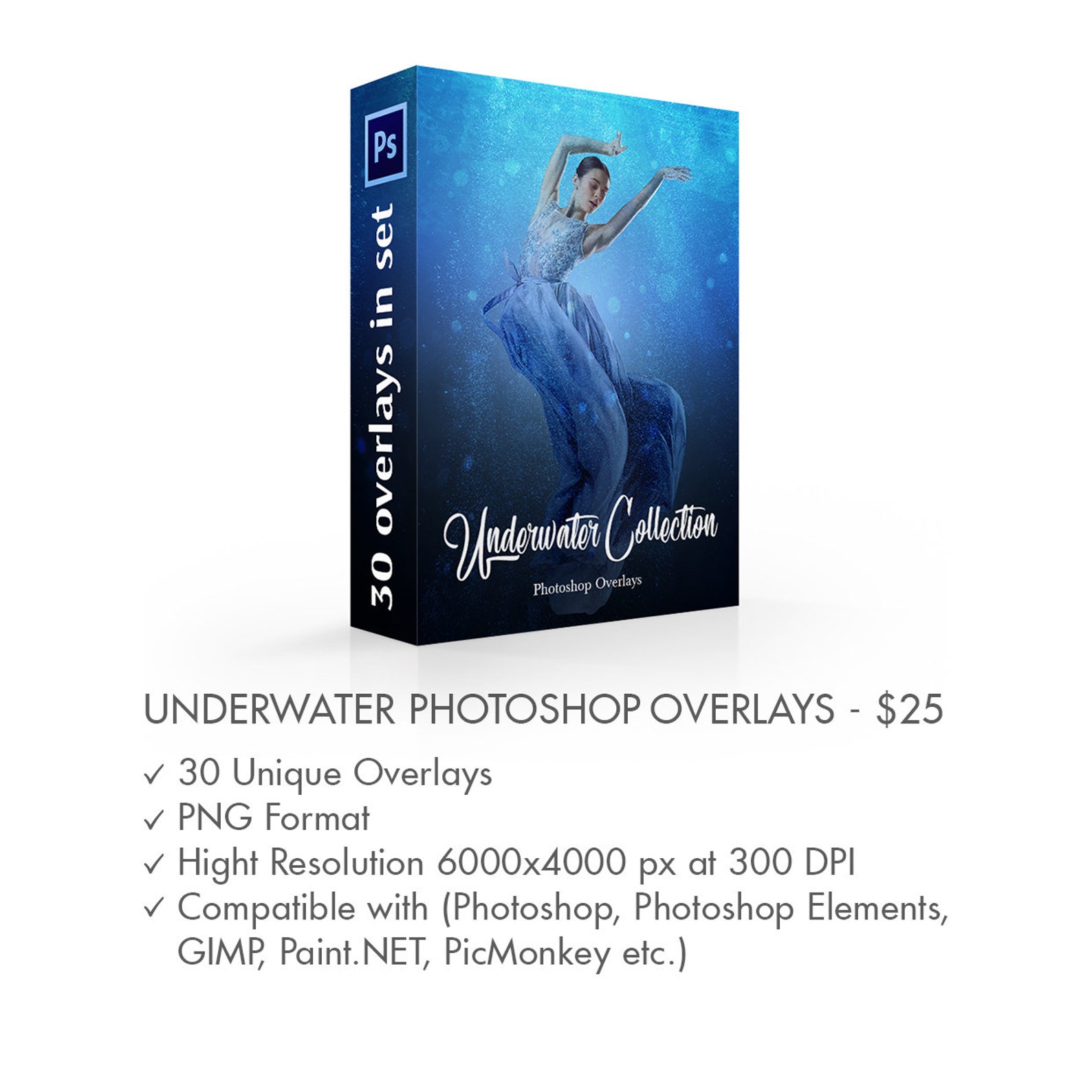 Underwater Photoshop Overlays, Photo Overlay, Photography Overlays ...