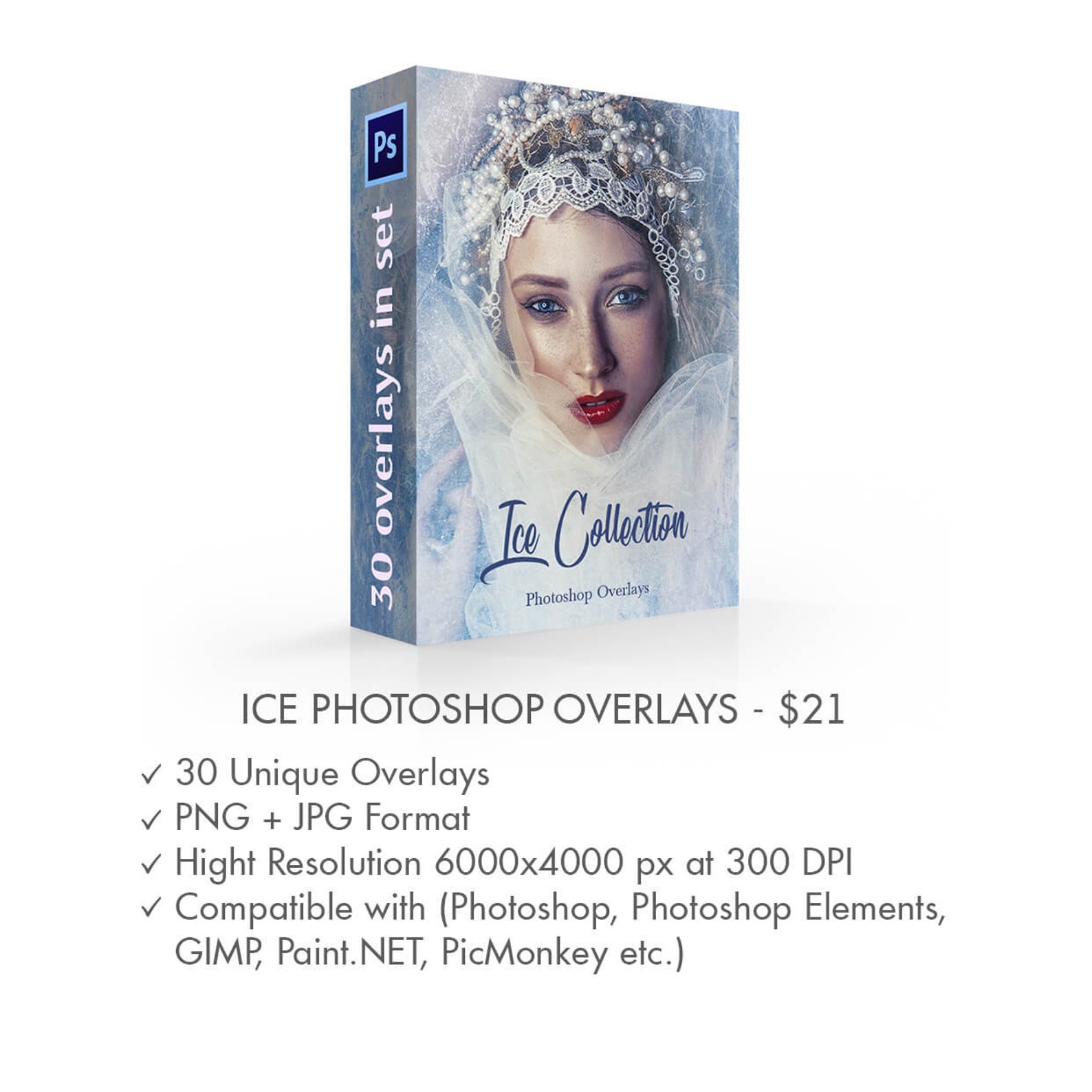 Ice Photoshop Overlays, Photo Overlay, Photography Overlays, Digital ...