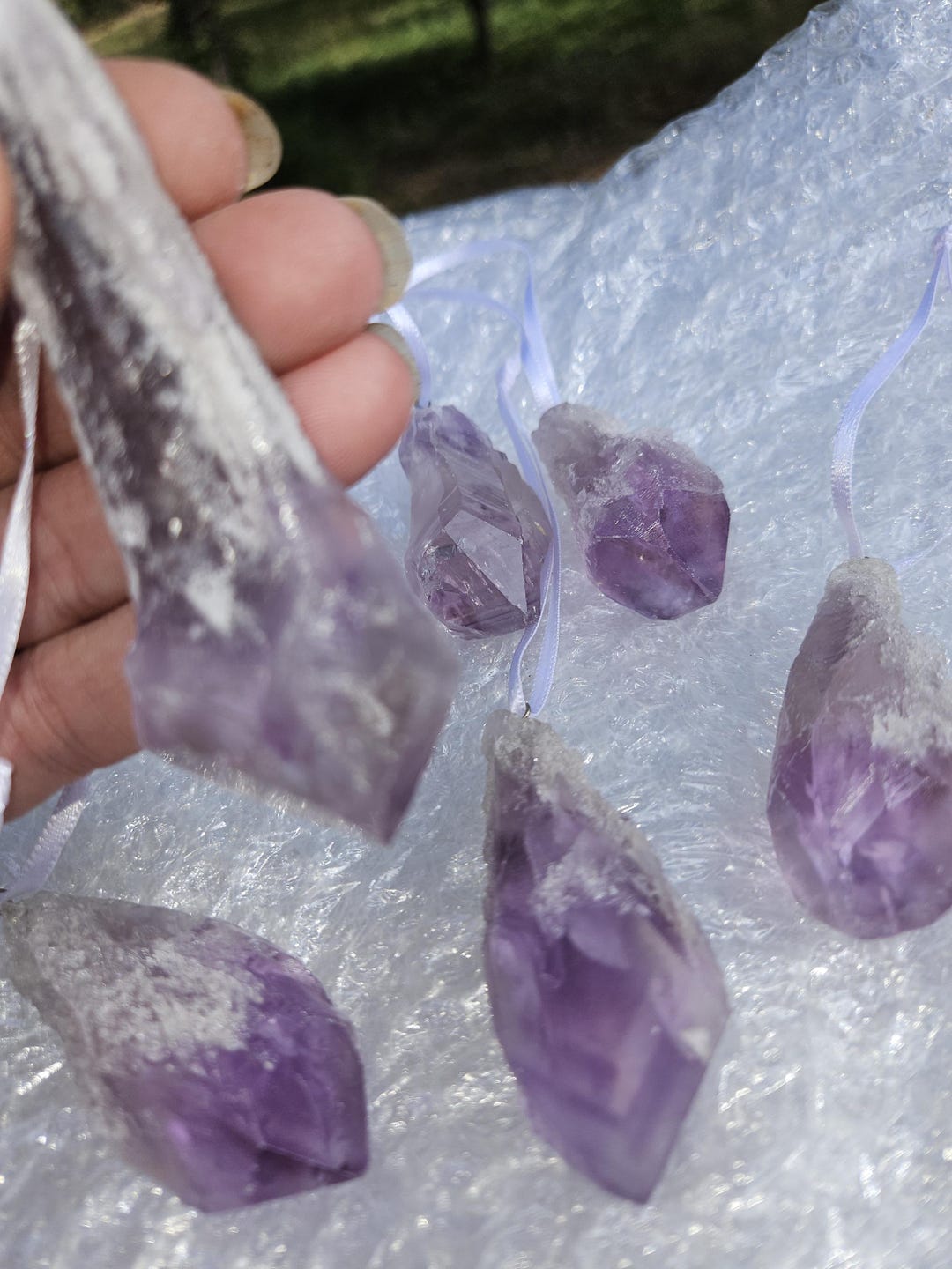 Beautiful Amethyst Root Christmas Ornaments Purple Sparkling Crystals ...