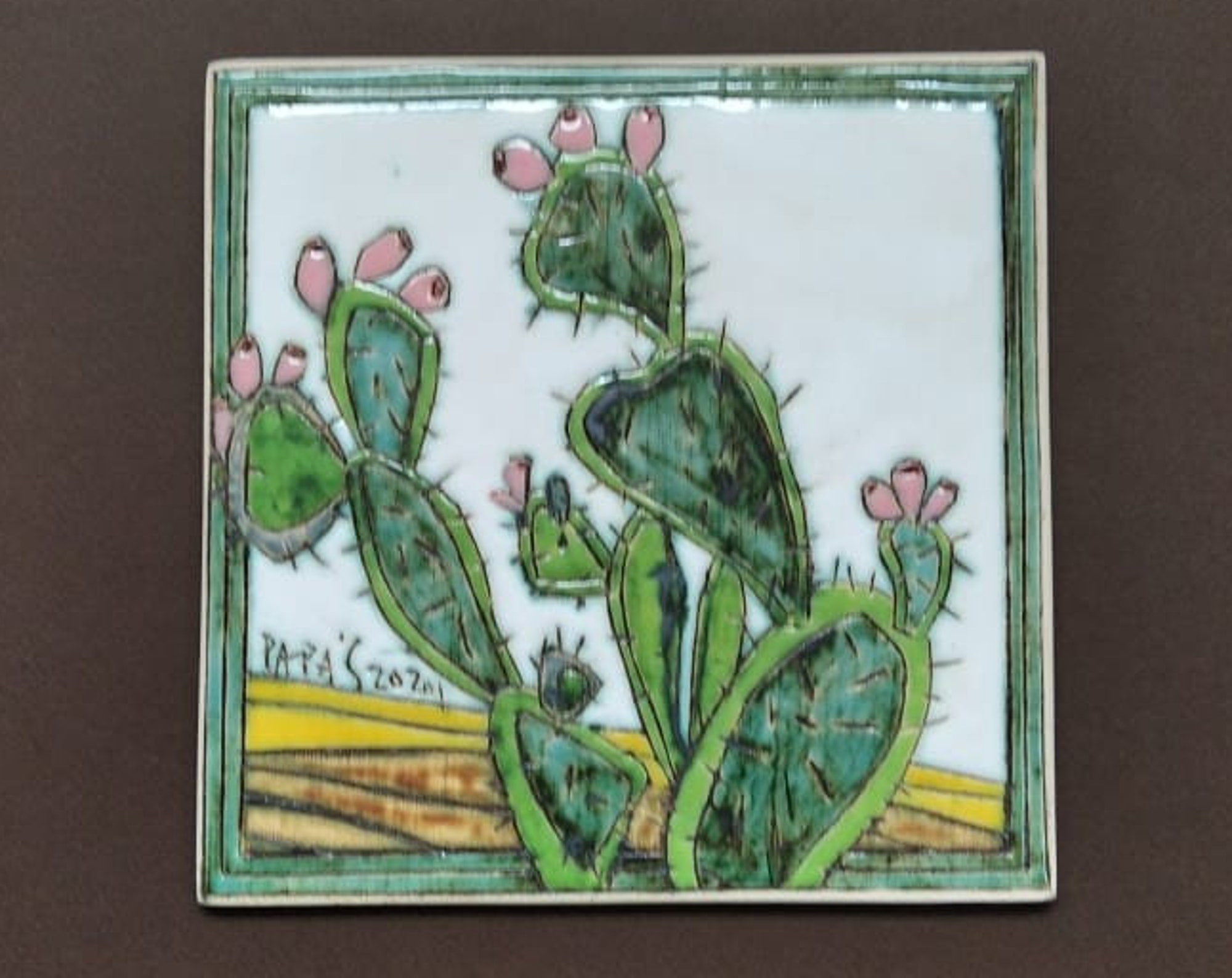 Ceramic Tiles, Cactus Tiles, Pottery Cacti Tiles, Cacti Lover Tile ...