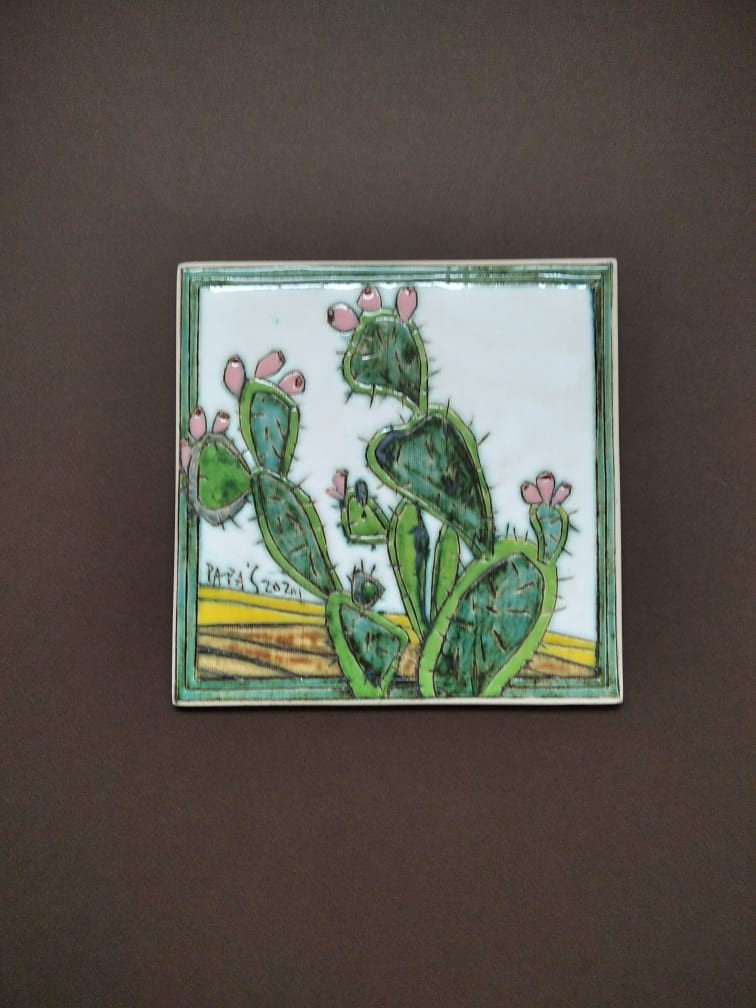 Ceramic Tiles, Cactus Tiles, Pottery Cacti Tiles, Cacti Lover Tile ...