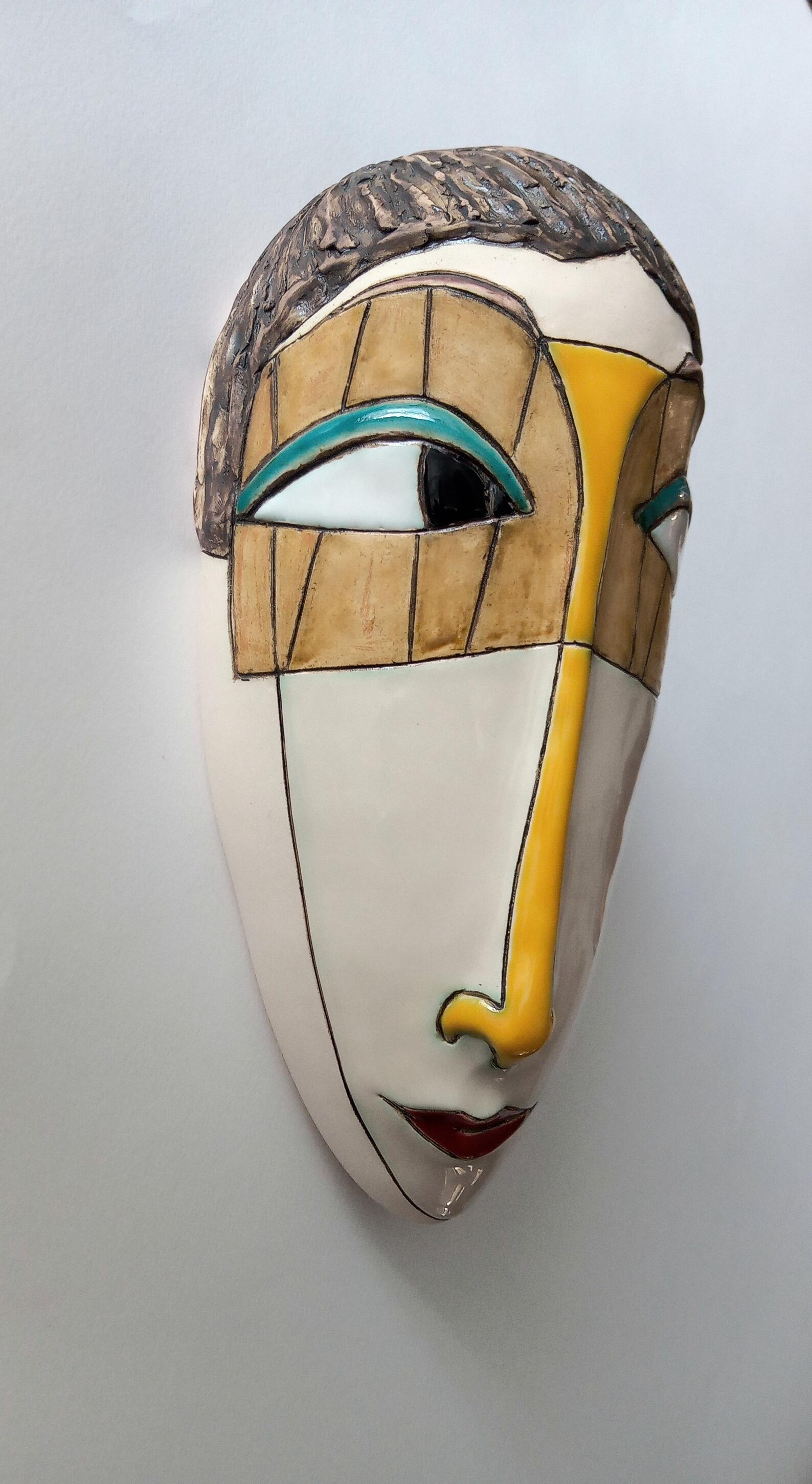 Wall Mask, Ceramic Mask, Handmade Mask Woman, Hanging Wall Mask, Woman ...