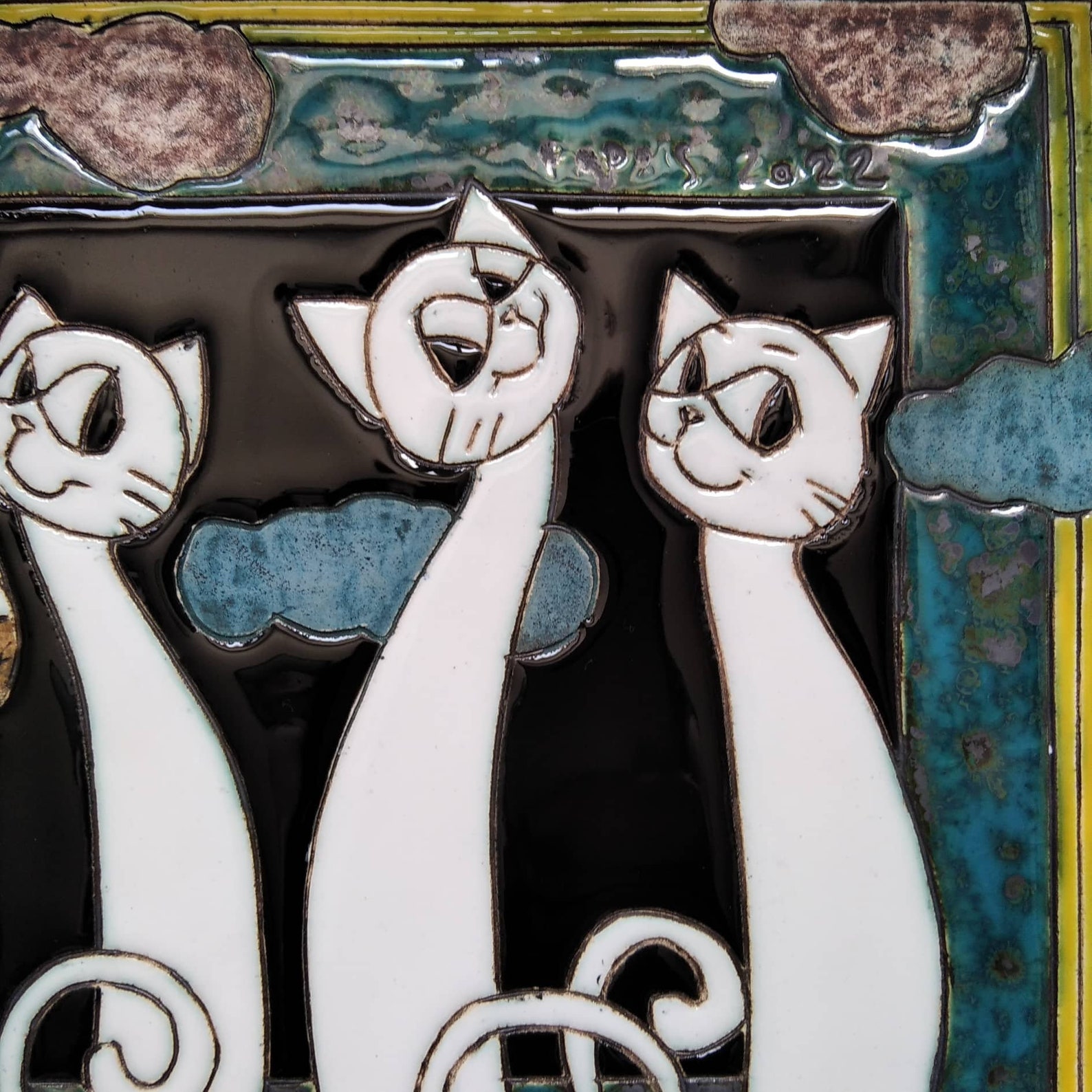 Ceramic Tiles, Home Decor Tiles, Pottery Tiles, Cats Motif Tile ...
