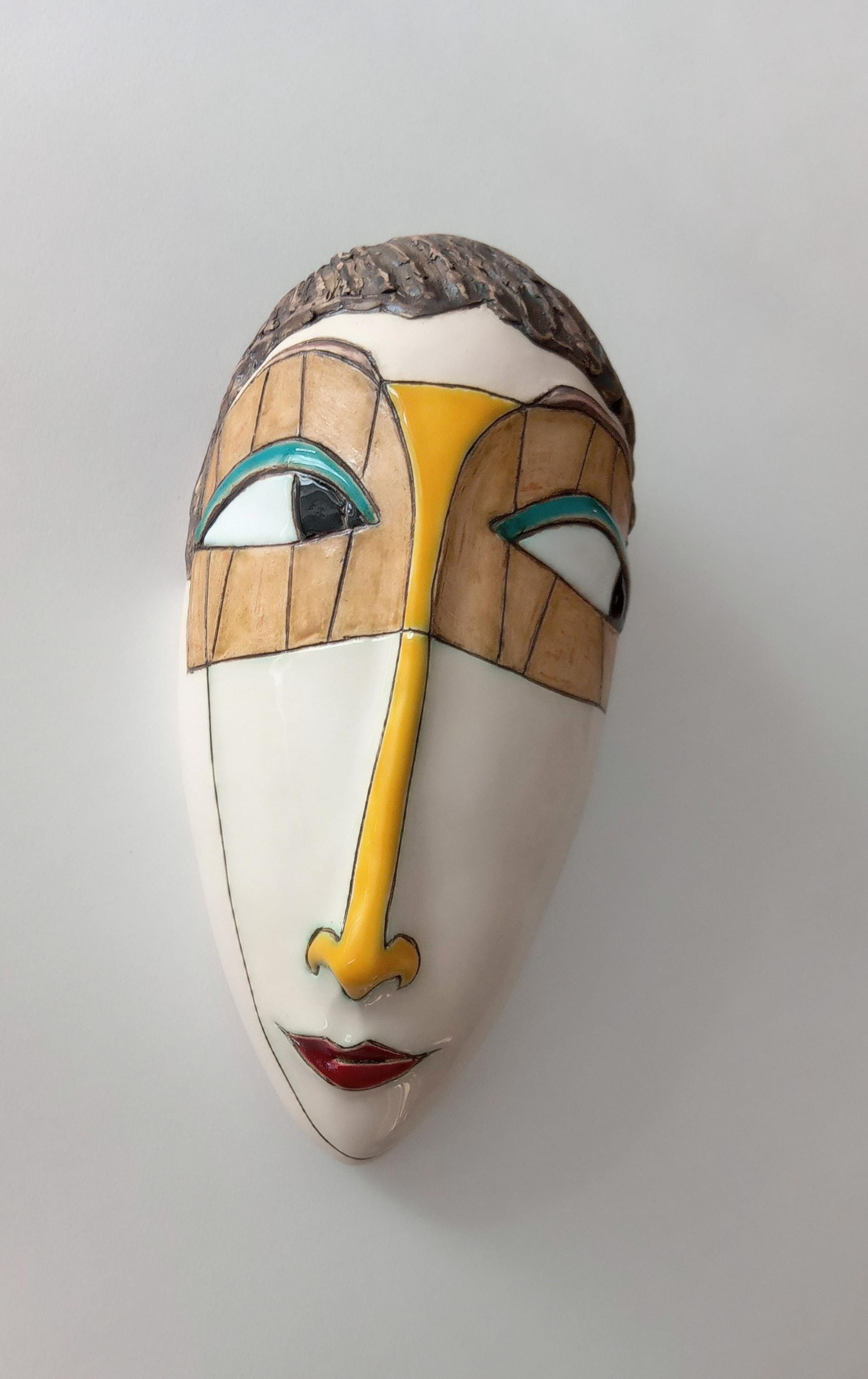 Wall Mask, Ceramic Mask, Handmade Mask Woman, Hanging Wall Mask, Woman ...