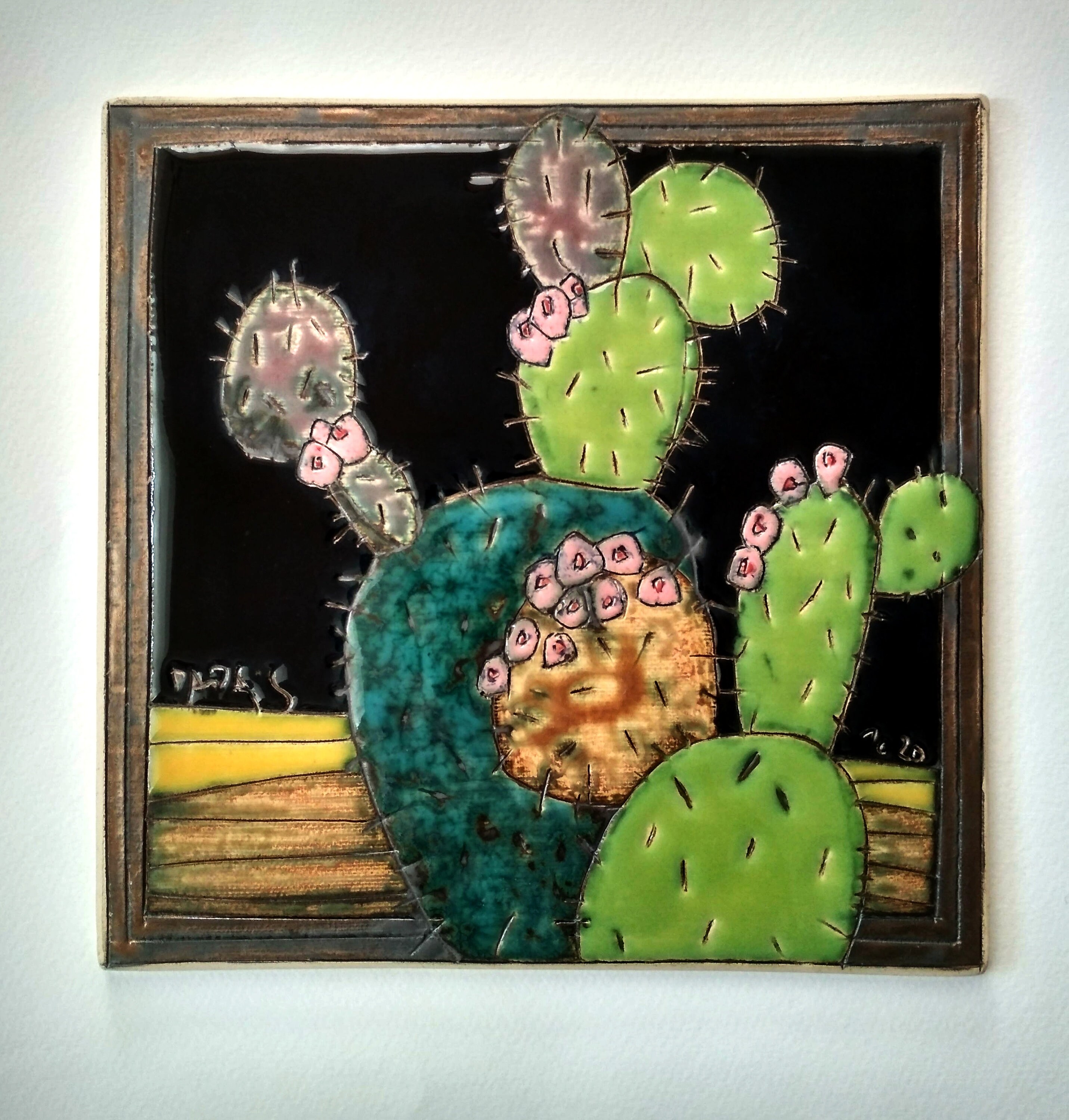 Tiles Handmade Cactus Tile Home Decor Tiles Pottery Tile - Etsy