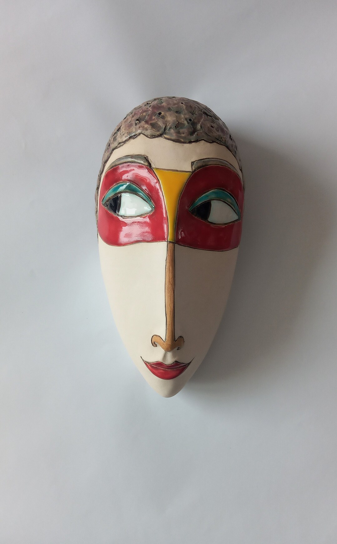 Wall Mask, Ceramic Mask, Handmade Mask Woman, Hanging Wall Mask, Woman ...