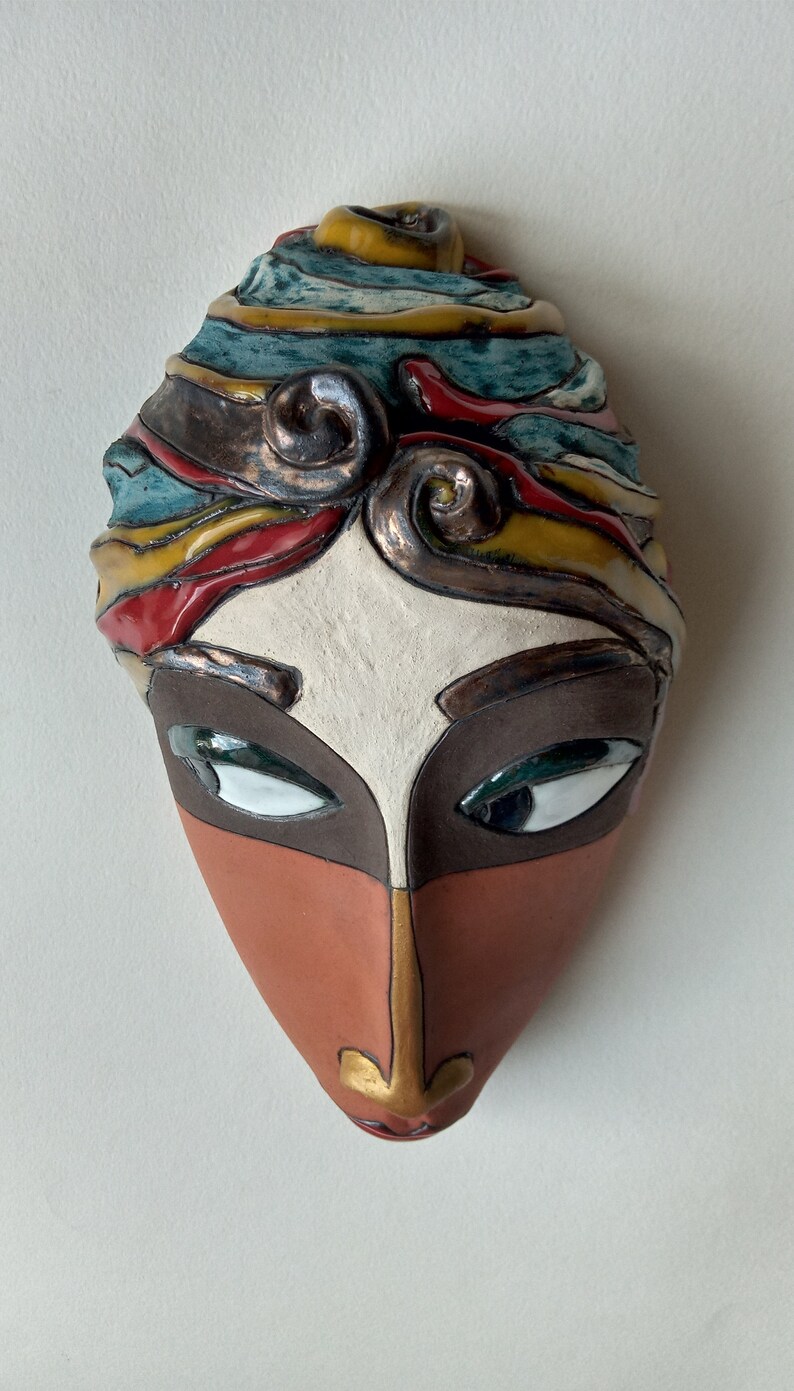 Ceramic Sculpture, Mask for Wall, Home Decor Mask, Fireplace Decor ...