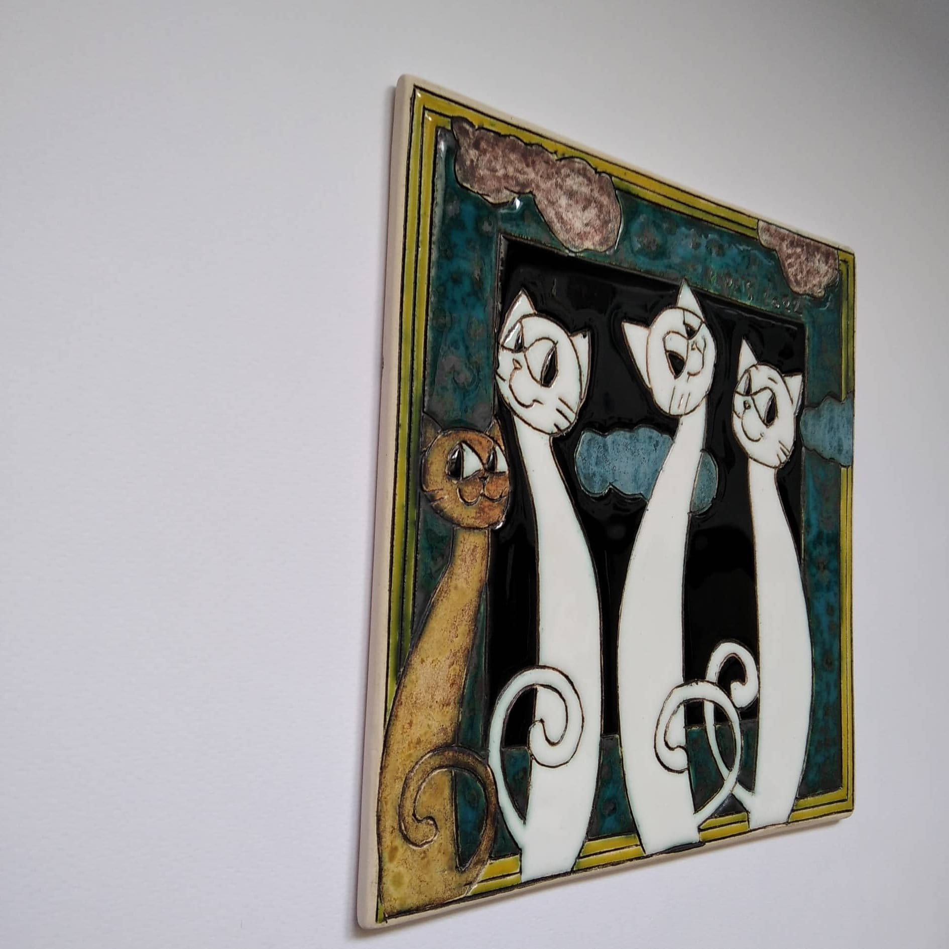 Ceramic Tiles, Home Decor Tiles, Pottery Tiles, Cats Motif Tile ...