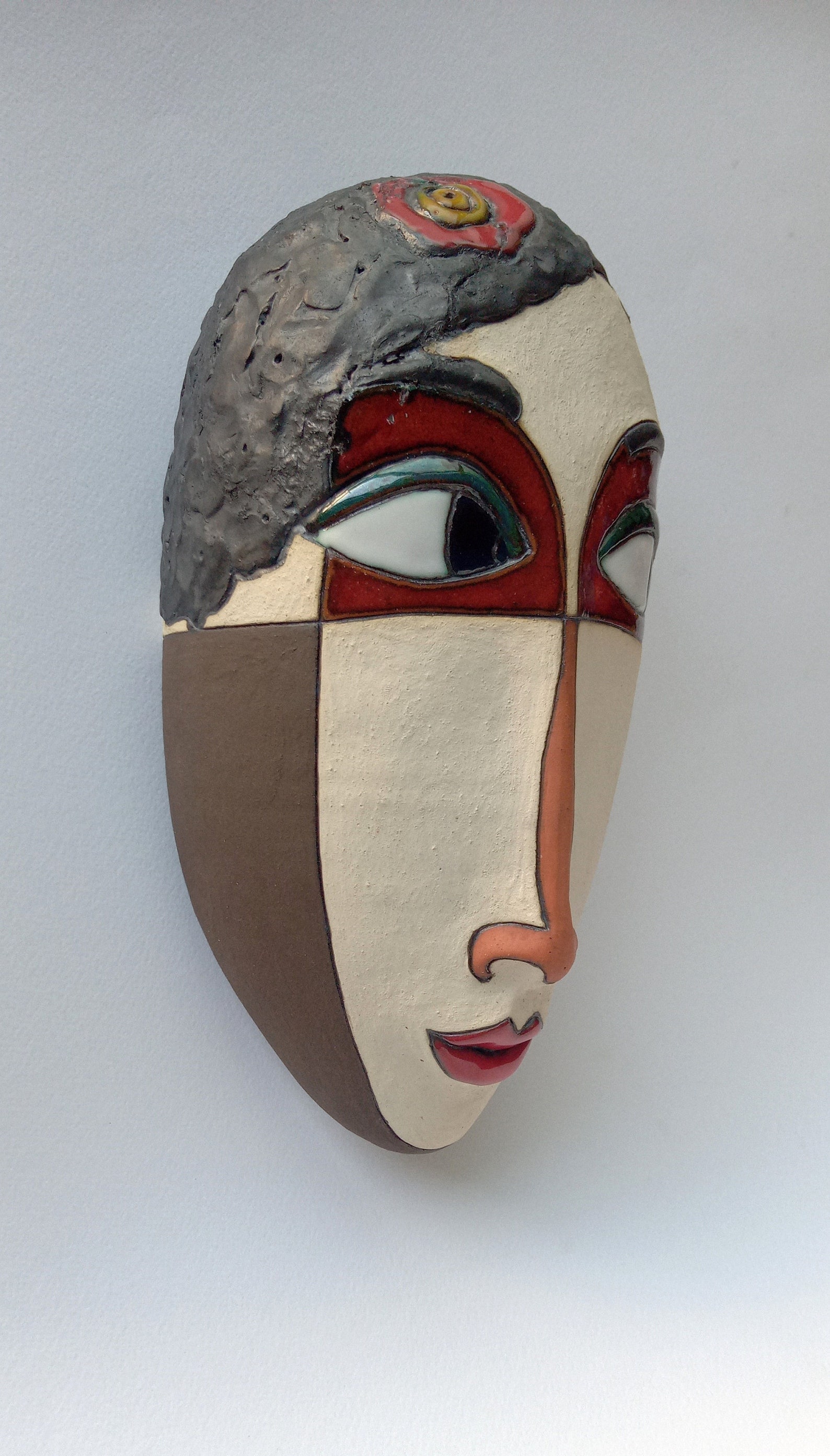 Ceramic Sculpture, Mask for Wall, Home Decor Mask, Fireplace Decor ...