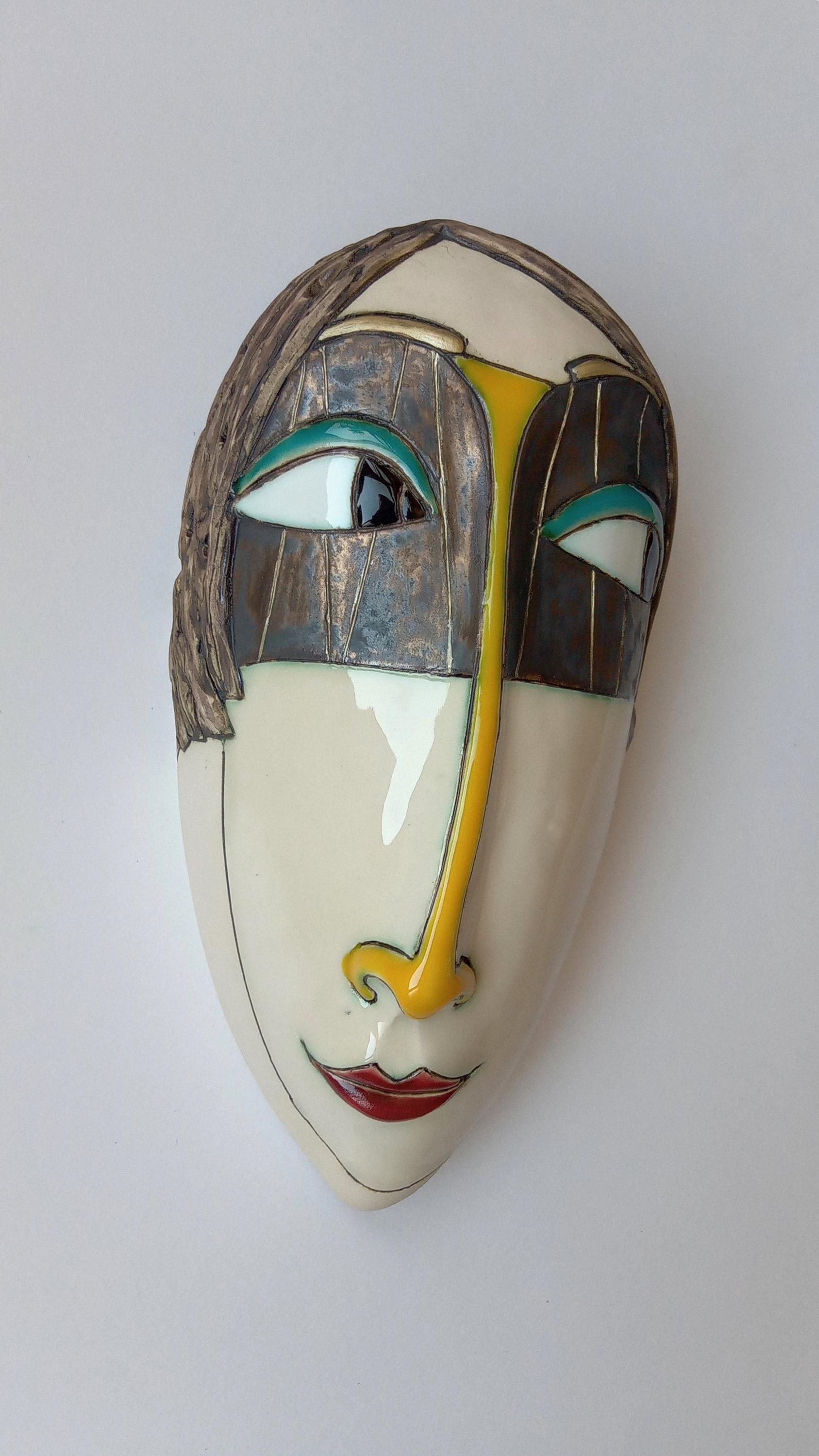 Ceramic Mask Handmade, Ceramic Face, Ceramic Sculpture, Mask for Wall ...